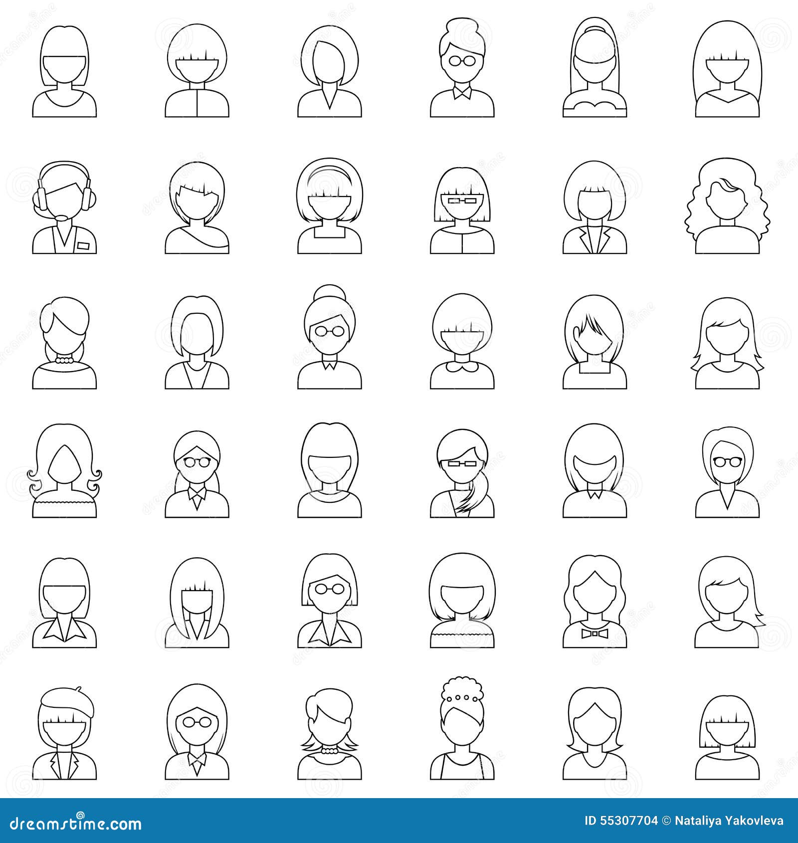 Outline set people icons. stock vector. Illustration of design - 55307704