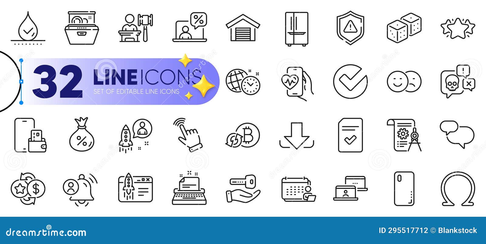 Outline Set Of Refrigerator, Cardio Training And Verify Line Icons. For ... Outline Set Of Refrigerator, Cardio Training And Verify Line Icons. For ...