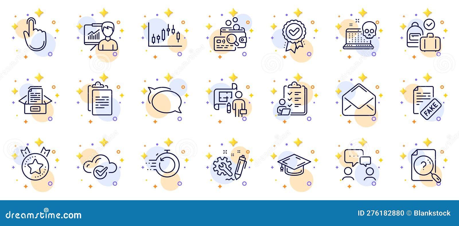 Outline Set of Search Document, Hand Click and Mail Line Icons for Web ...