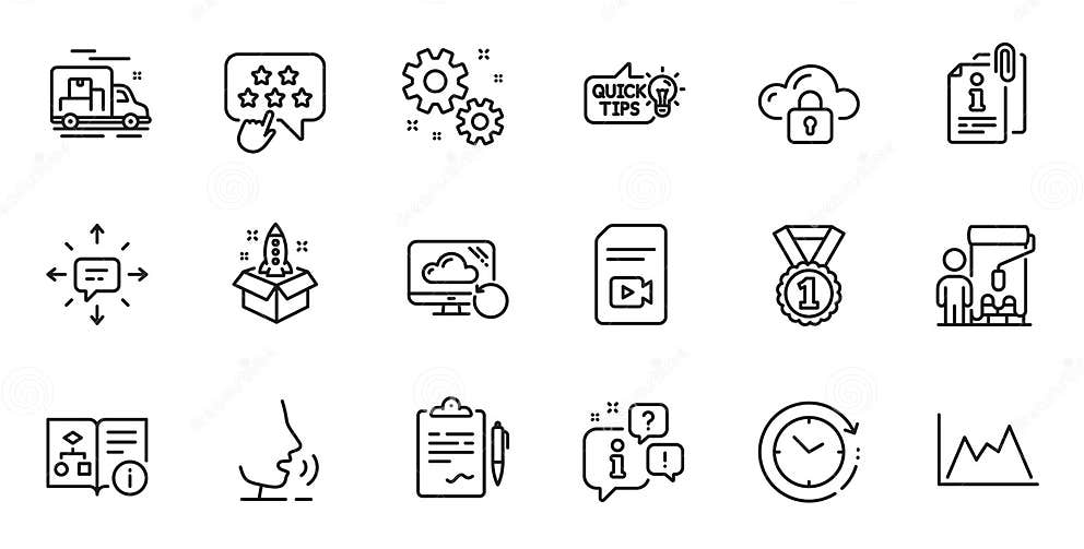 Outline Set of Sms, Painter and Technical Algorithm Line Icons for Web ...