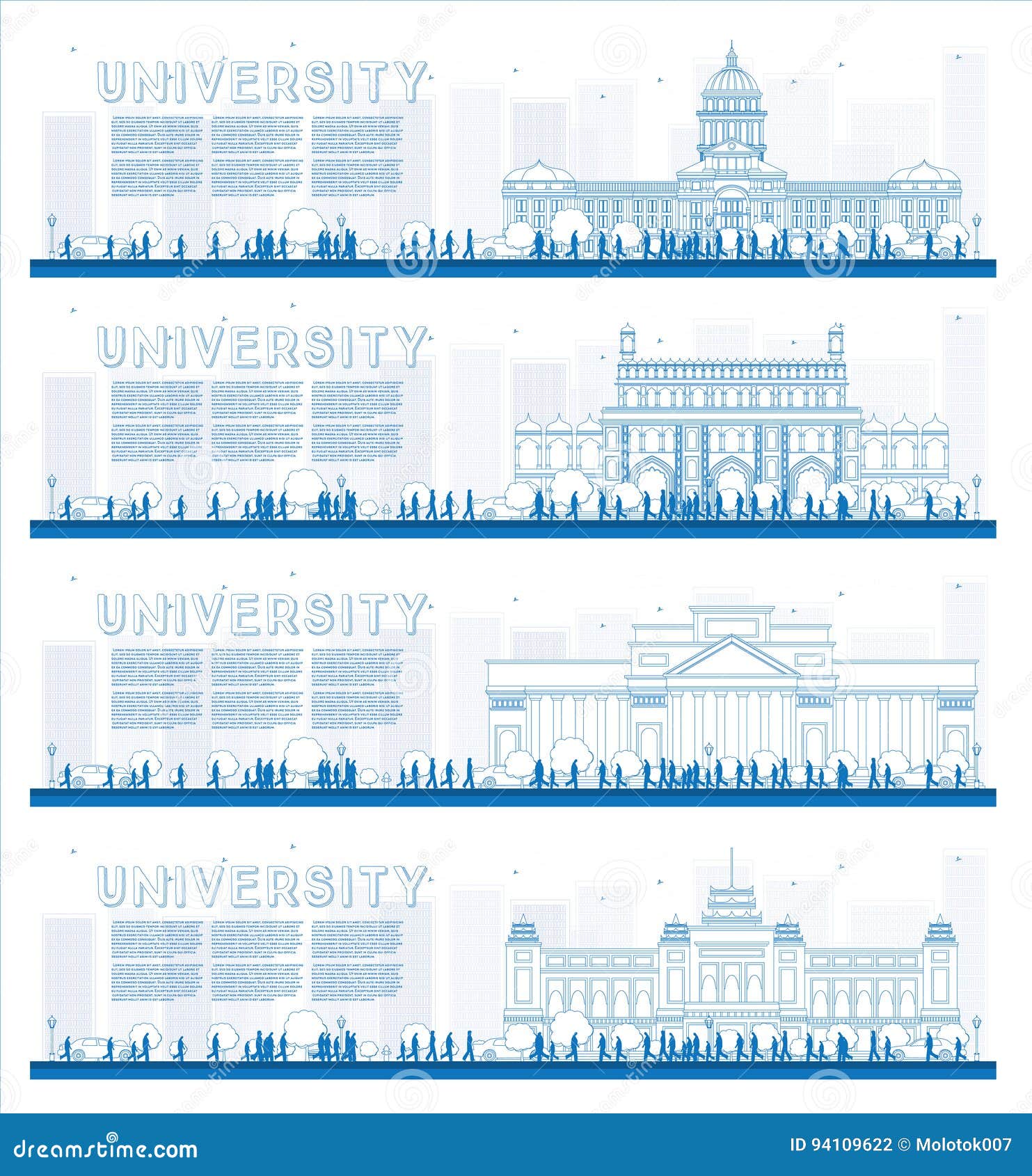 Outline Set of University Study Banners. Stock Vector - Illustration of ...