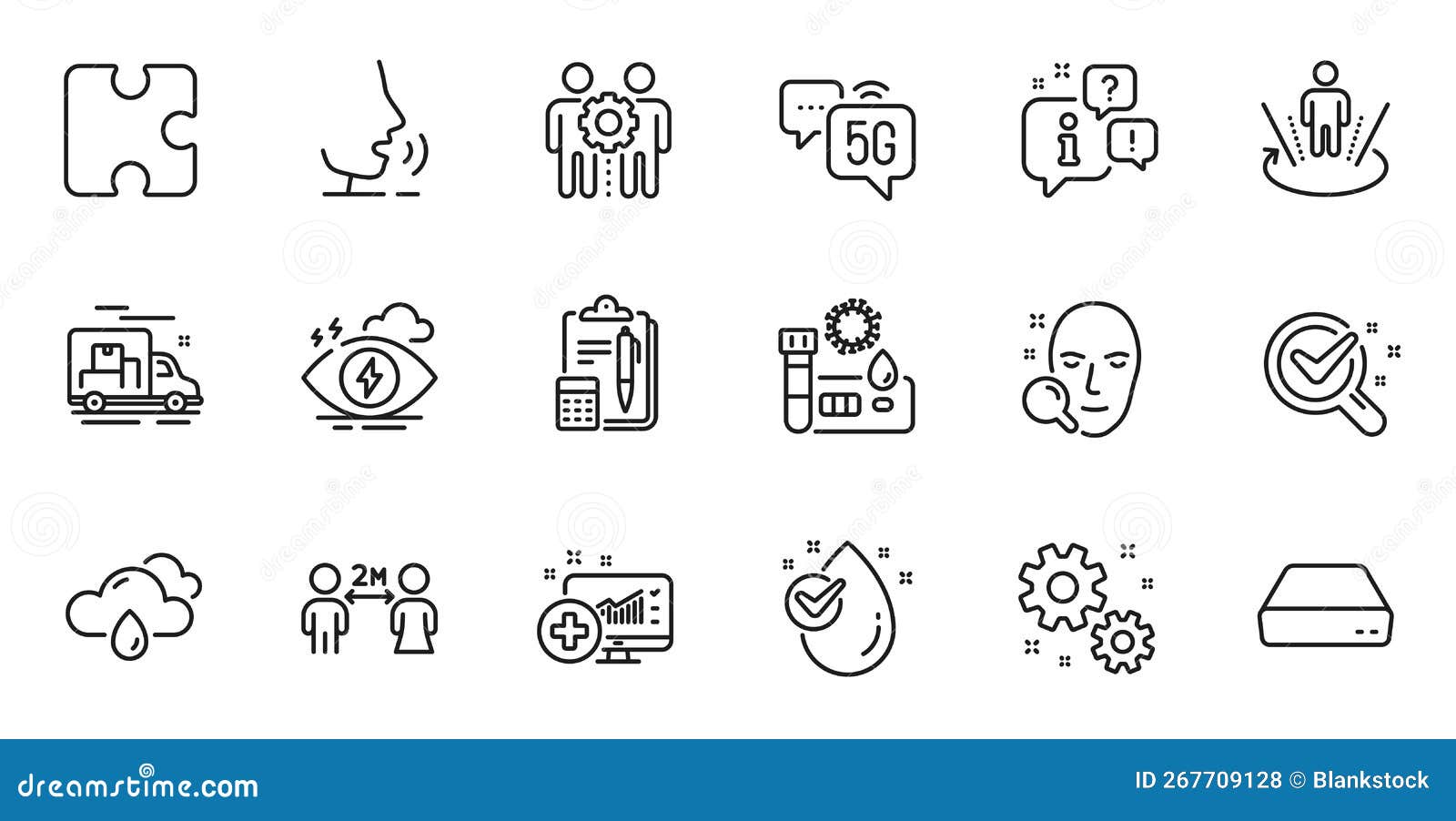 Outline Set of Work, 5g Internet and Augmented Reality Line Icons for ...