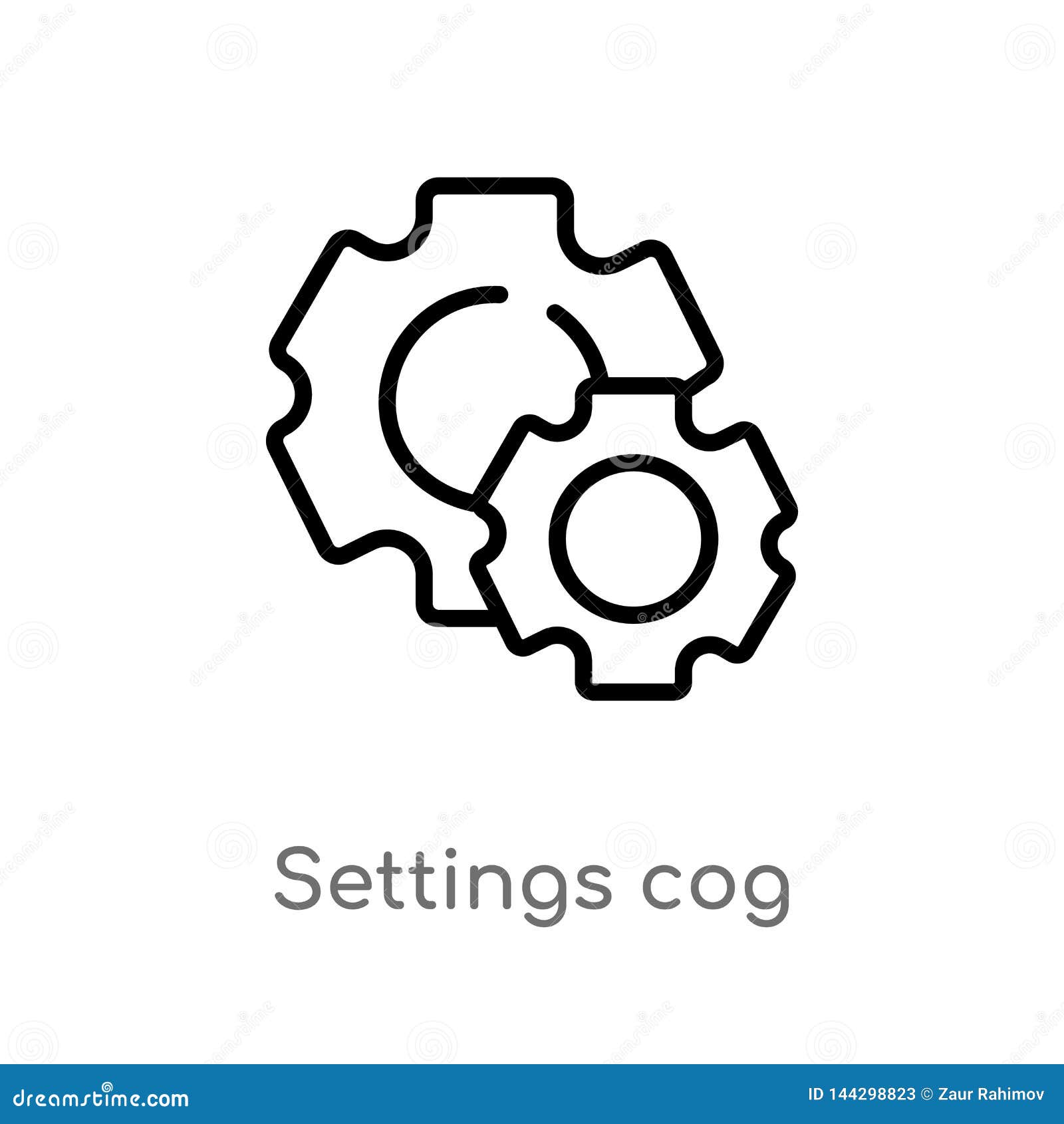 Outline Settings Cog Vector Icon. Isolated Black Simple Line Element ...