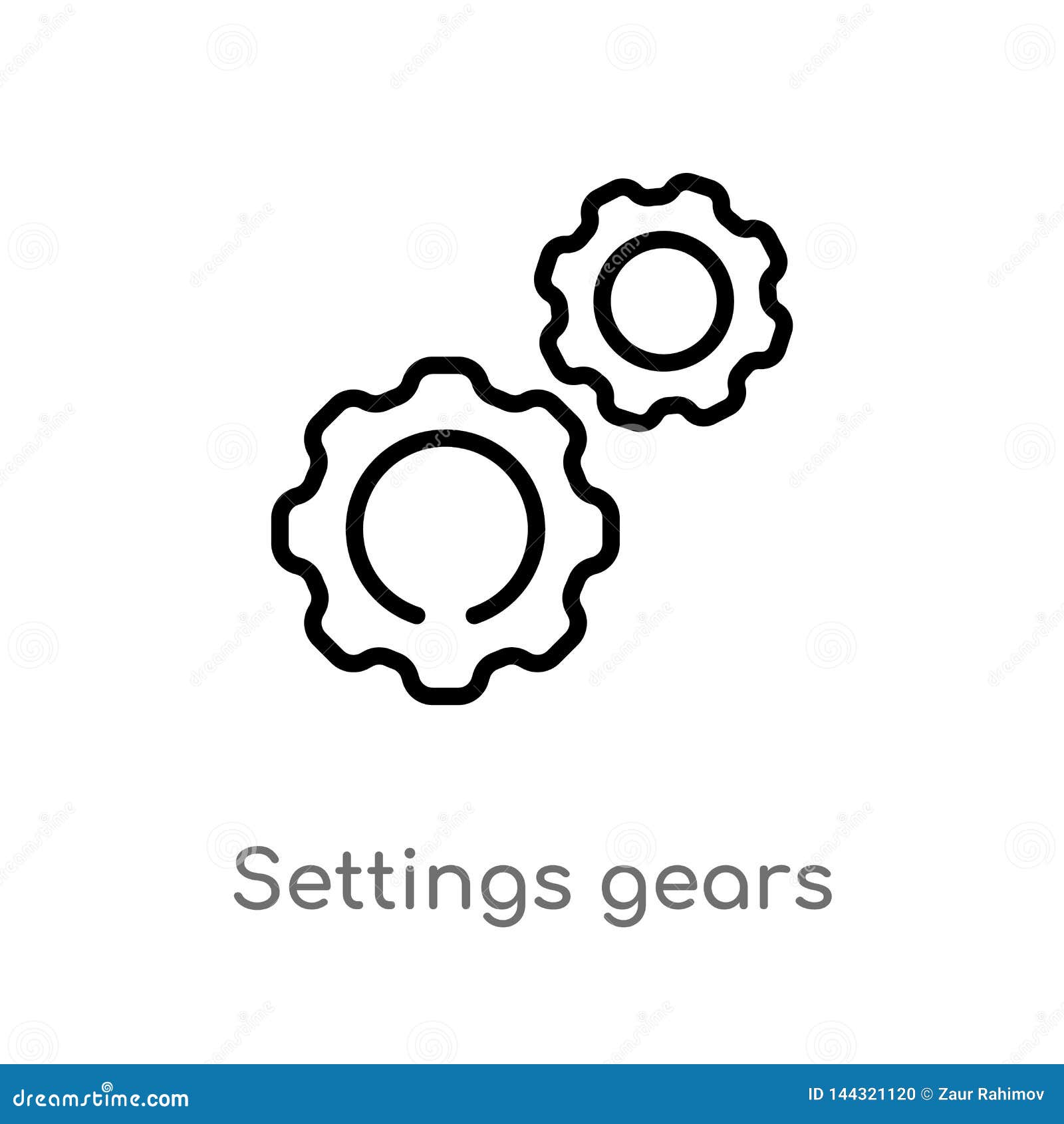 Outline Settings Gears Vector Icon. Isolated Black Simple Line Element ...