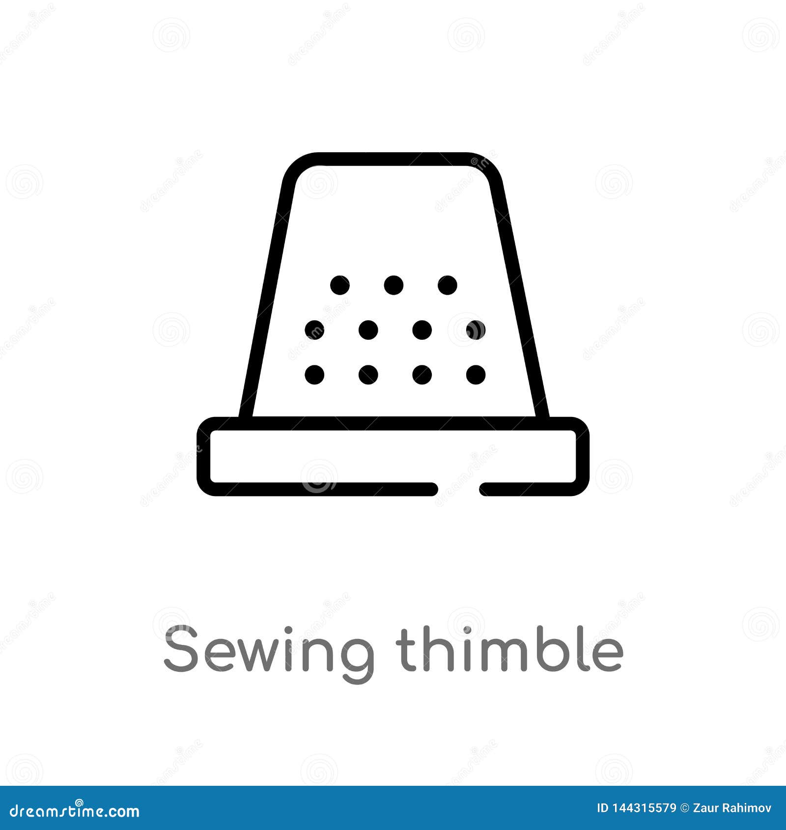 Outline Sewing Thimble Vector Icon. Isolated Black Simple Line Element Illustration from Sew ...