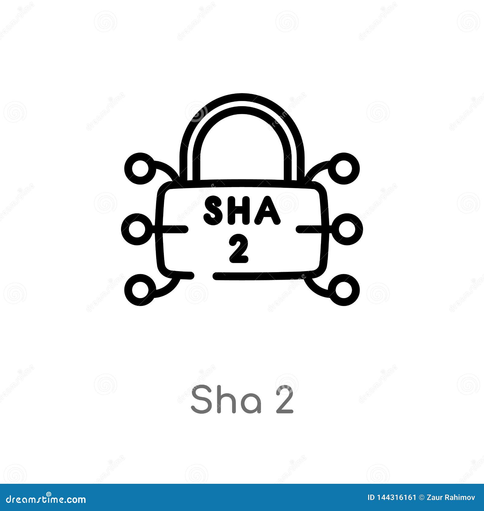 Outline Sha 2 Vector Icon. Isolated Black Simple Line Element ...