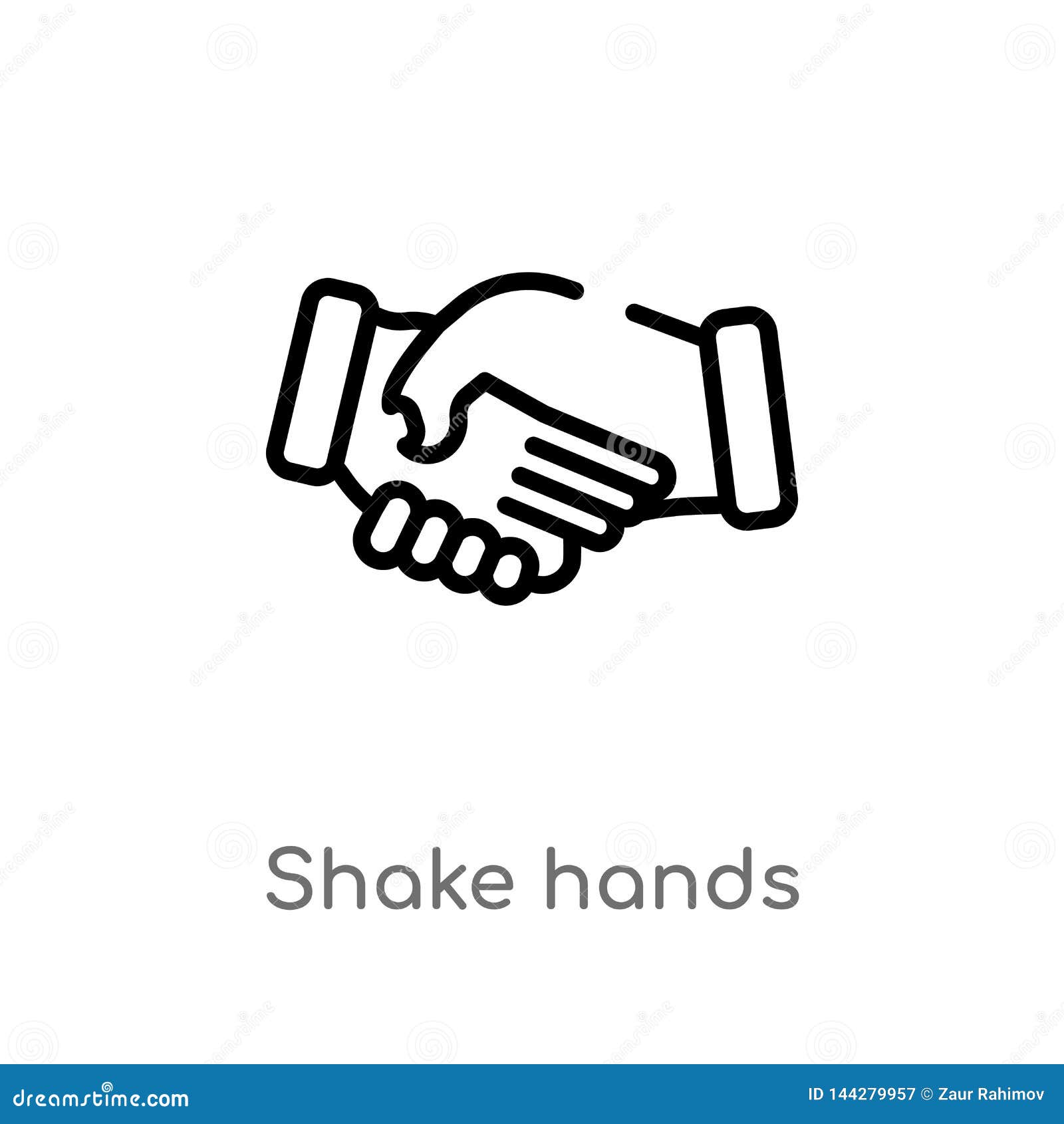 Outline Shake Hands Vector Icon. Isolated Black Simple Line Element ...