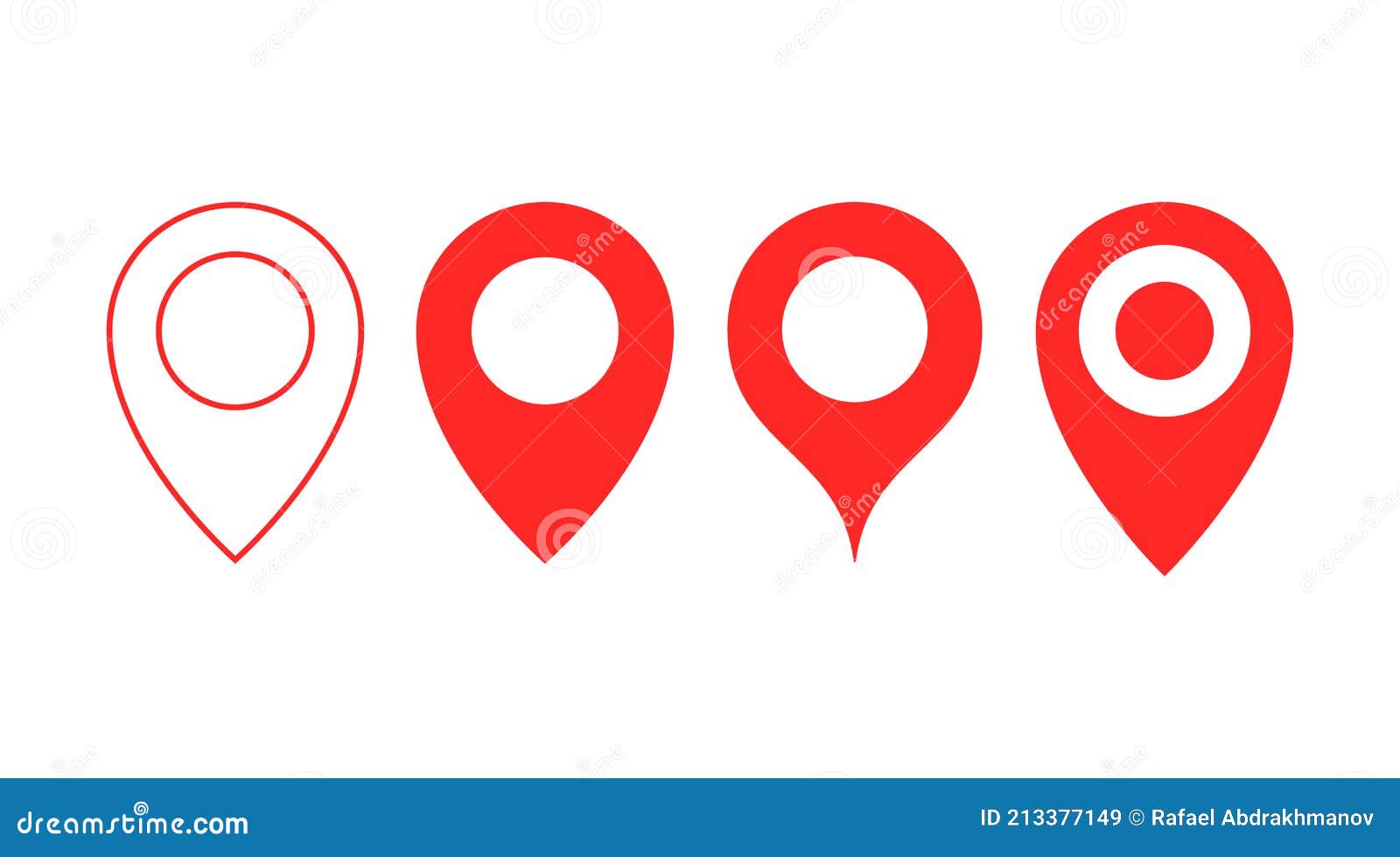 Outline and Shape Red Pin Location Gps Icon Set. Geometric Marker Map ...