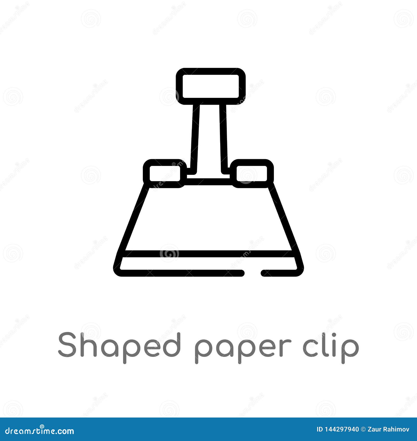 Outline Shaped Paper Clip Vector Icon. Isolated Black Simple Line ...