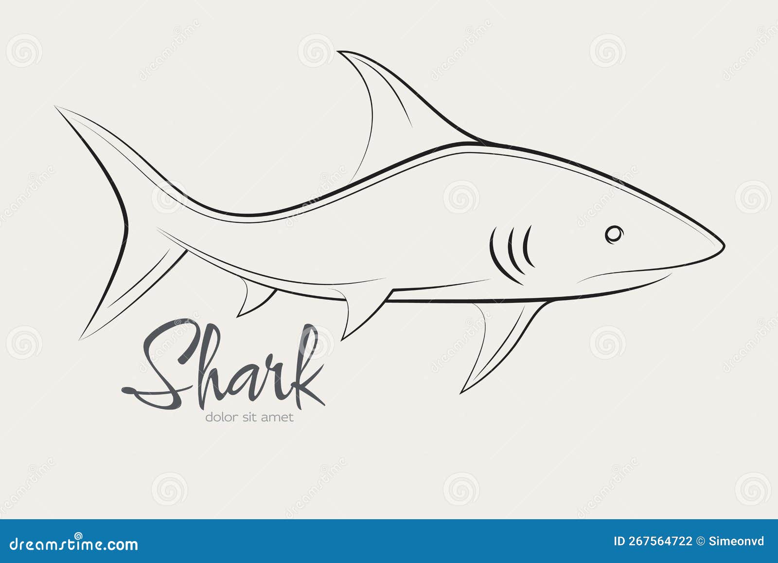 Outline Shark Side View. Shark Icon Vector Illustration Stock Vector ...