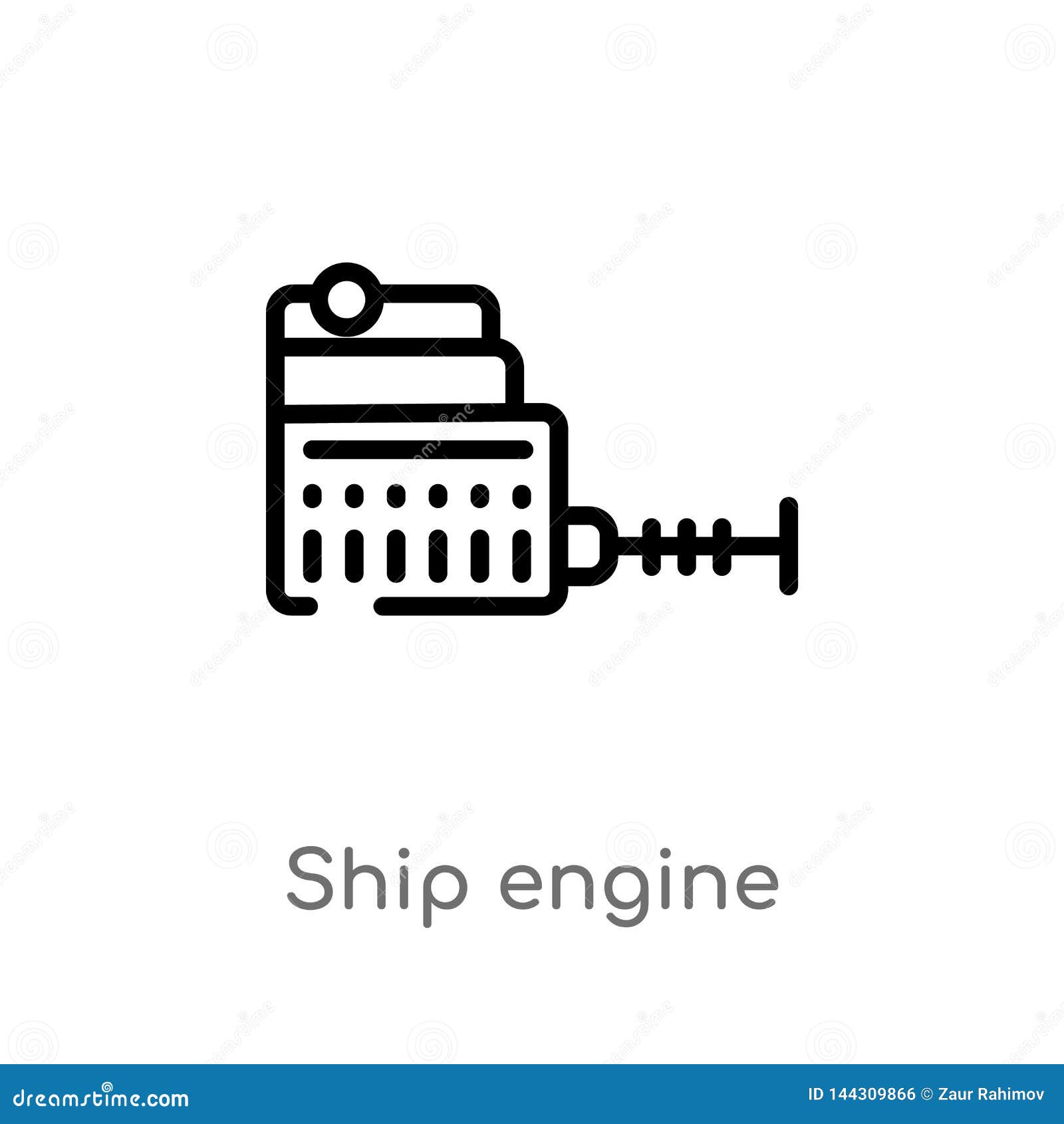 Outline Ship Engine Vector Icon. Isolated Black Simple Line Element ...