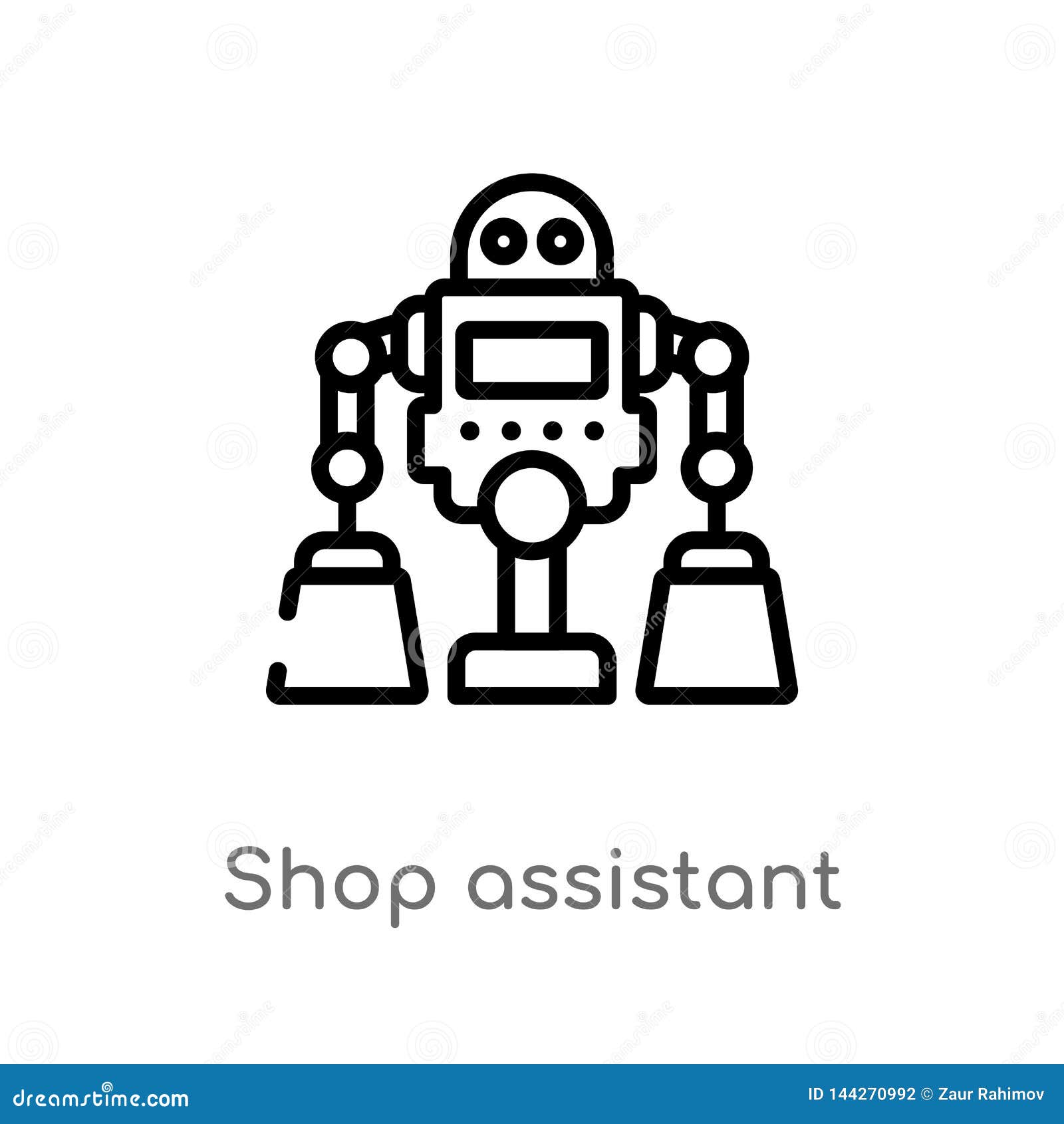 Outline Shop Assistant Vector Icon. Isolated Black Simple Line Element ...