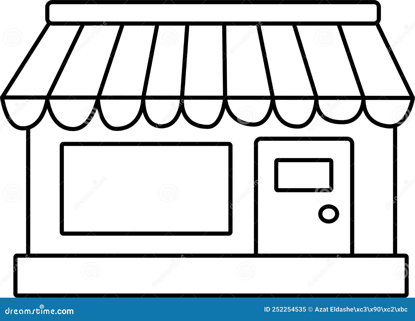 Outline Of A Shop Window With Plates And Groceries From Black Lines ...
