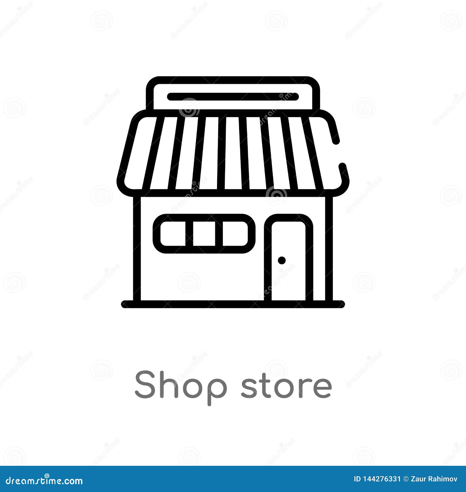 Outline Of A Shop Window With Plates And Groceries From Black Lines ...