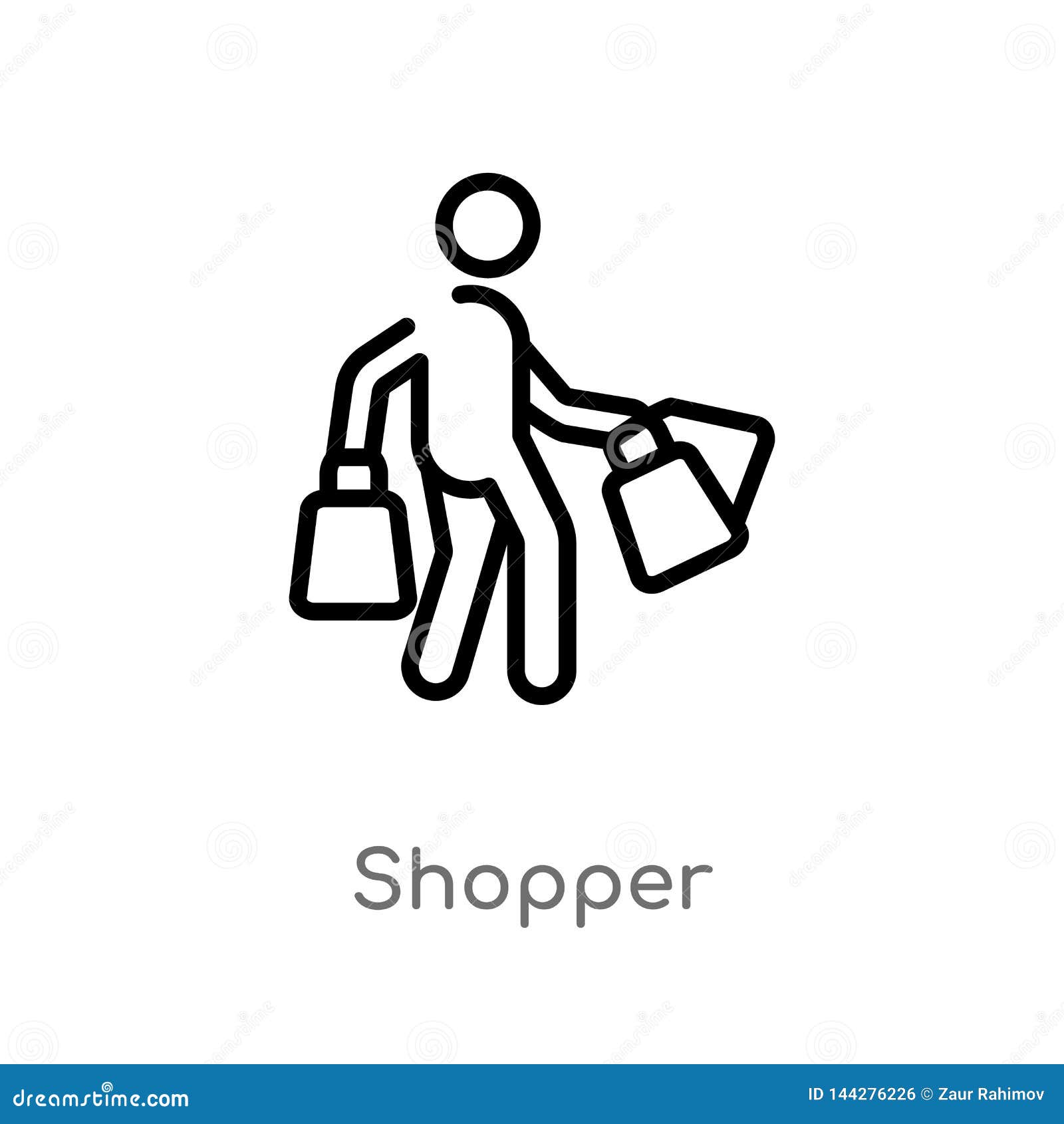 Outline Shopper Vector Icon. Isolated Black Simple Line Element ...