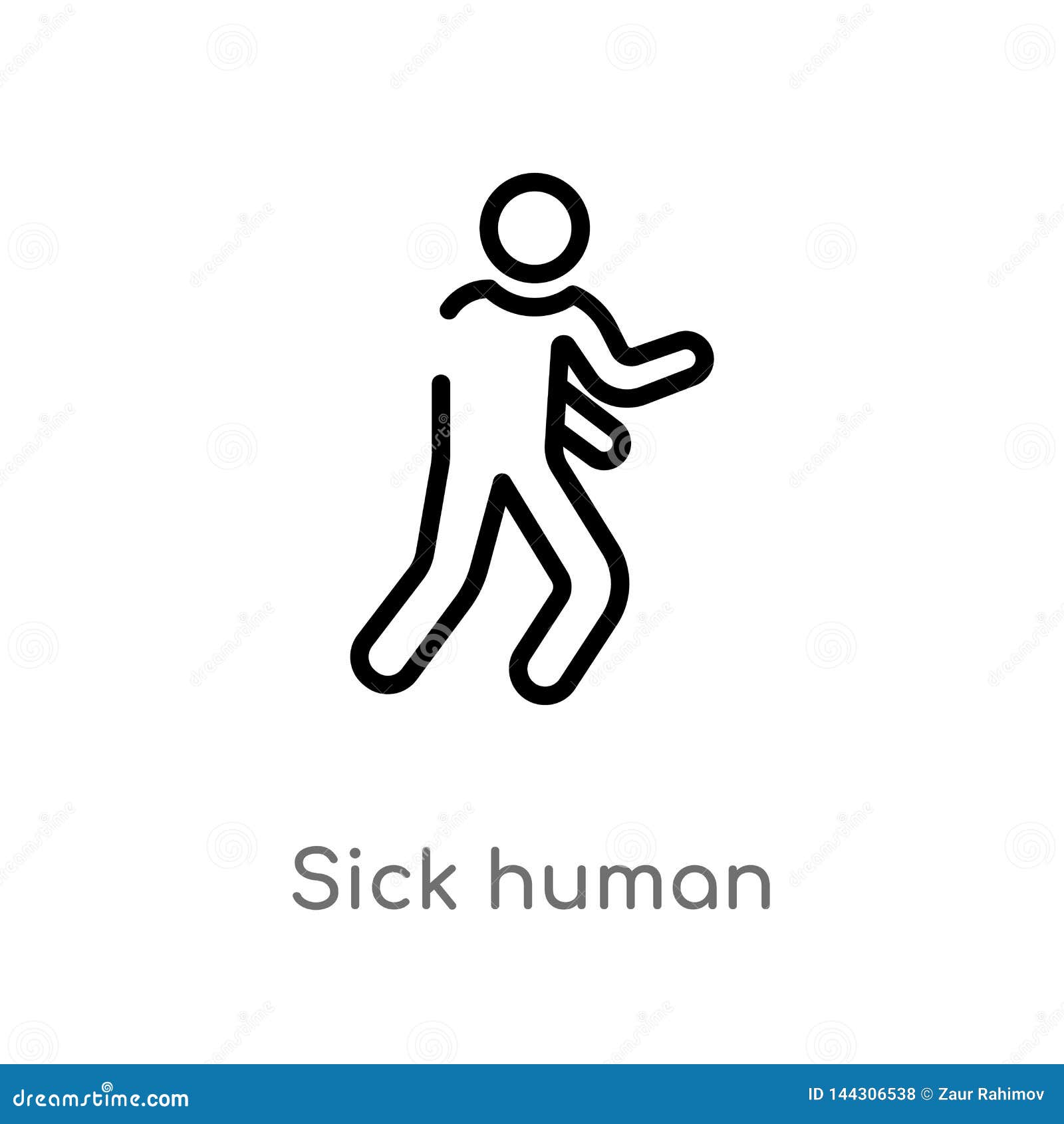 Outline Sick Human Vector Icon. Isolated Black Simple Line Element ...
