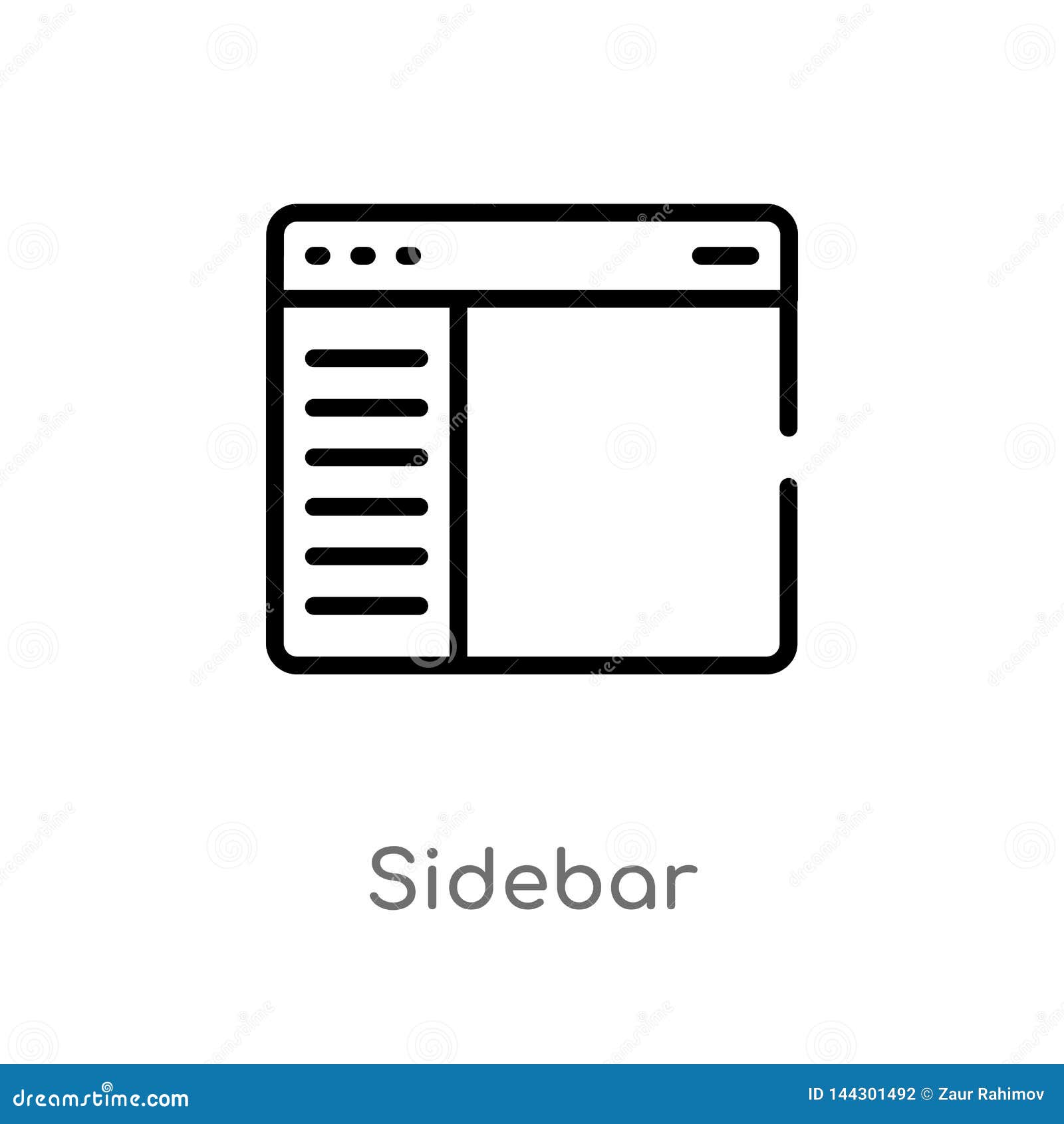 Outline Sidebar Vector Icon. Isolated Black Simple Line Element ...