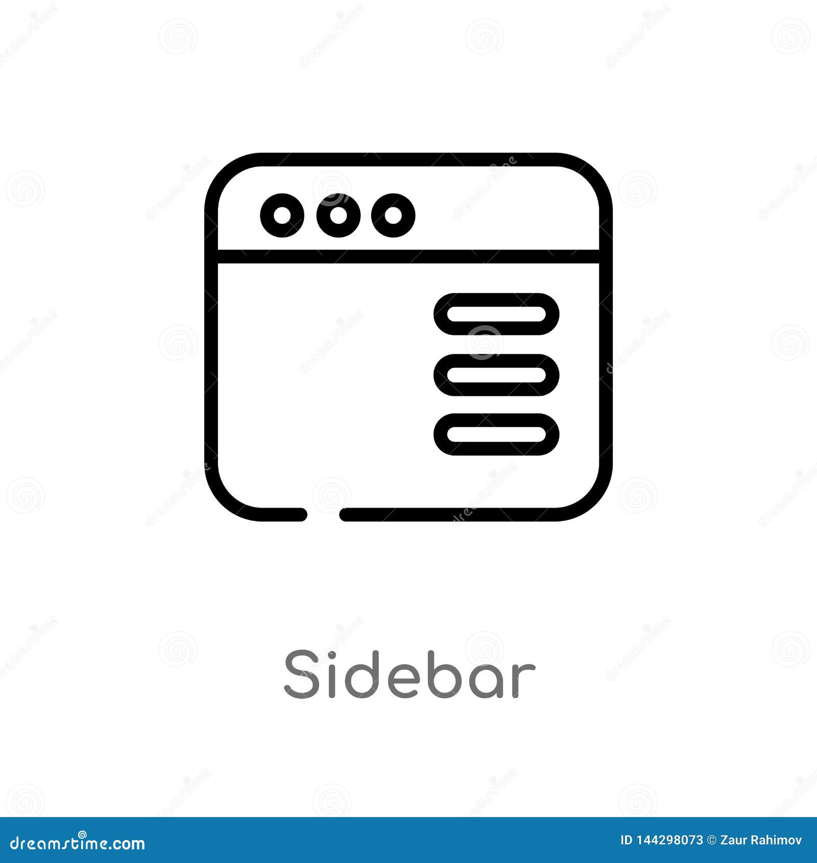 Outline Sidebar Vector Icon. Isolated Black Simple Line Element ...