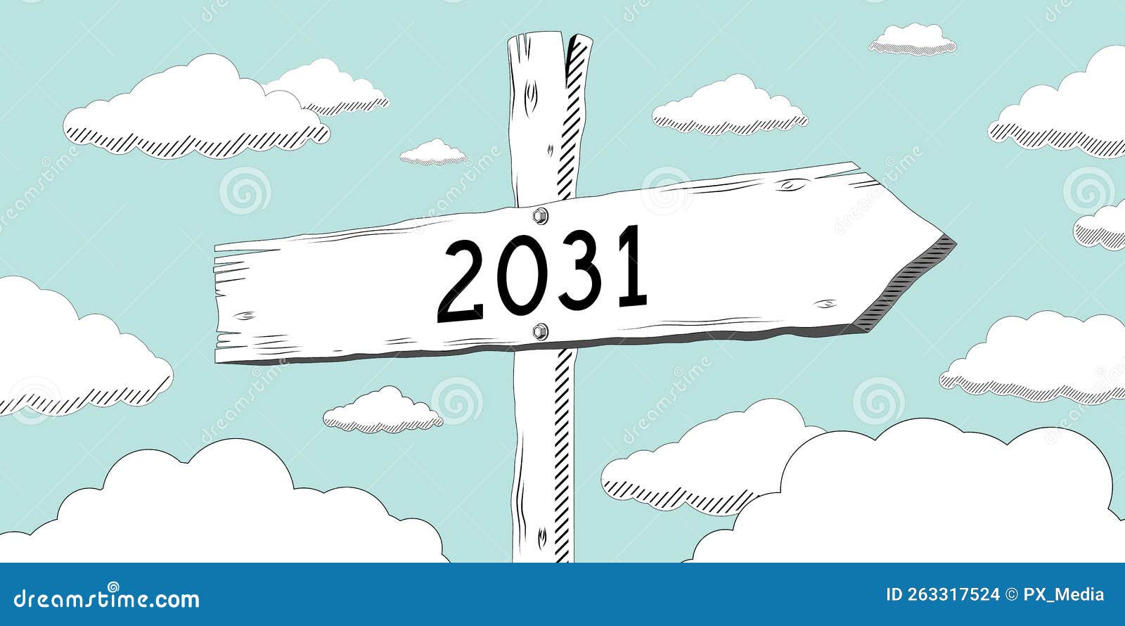 2023 - Outline Signpost with One Arrow Stock Illustration ...