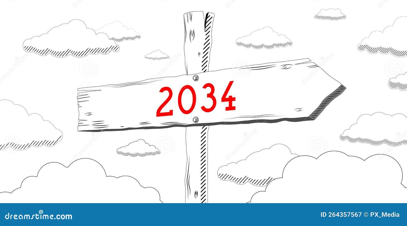 2034 - Outline Signpost With One Arrow Royalty-Free Stock Photo ...