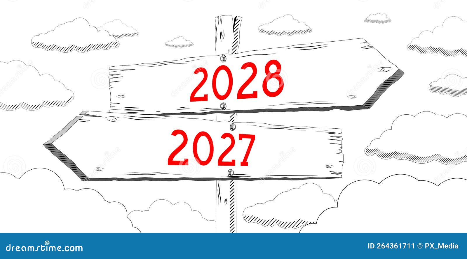 2027 And 2028 - Outline Signpost With Two Arrows Stock Image ... 2027 And 2028 - Outline Signpost With Two Arrows Stock Image ...