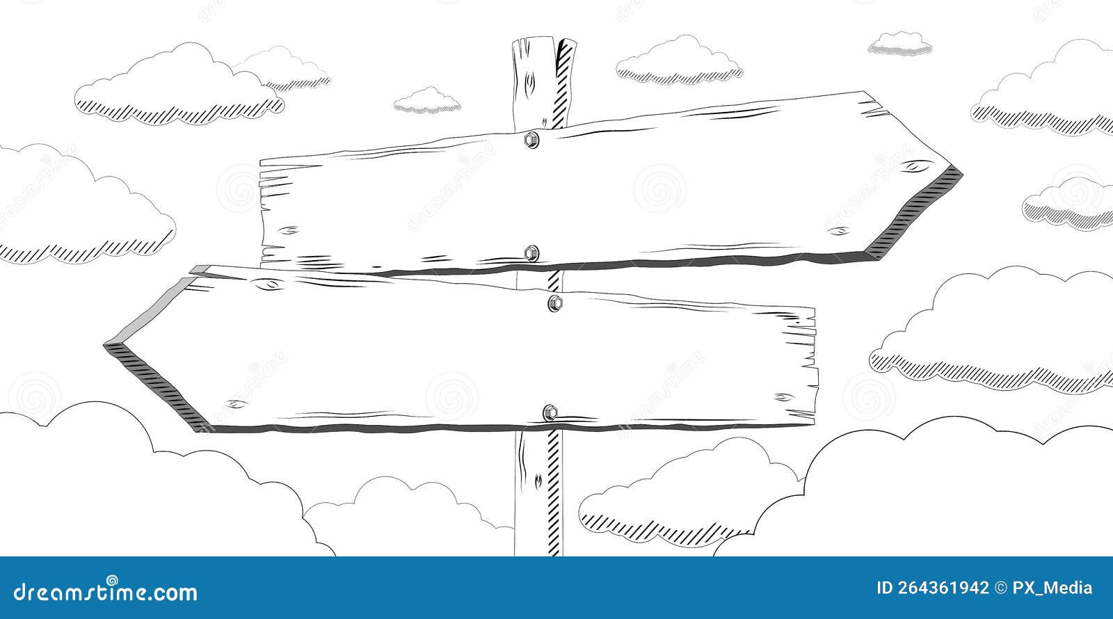 Outline Signpost with Two Clear Arrows Stock Illustration ... Outline Signpost with Two Clear Arrows Stock Illustration ...