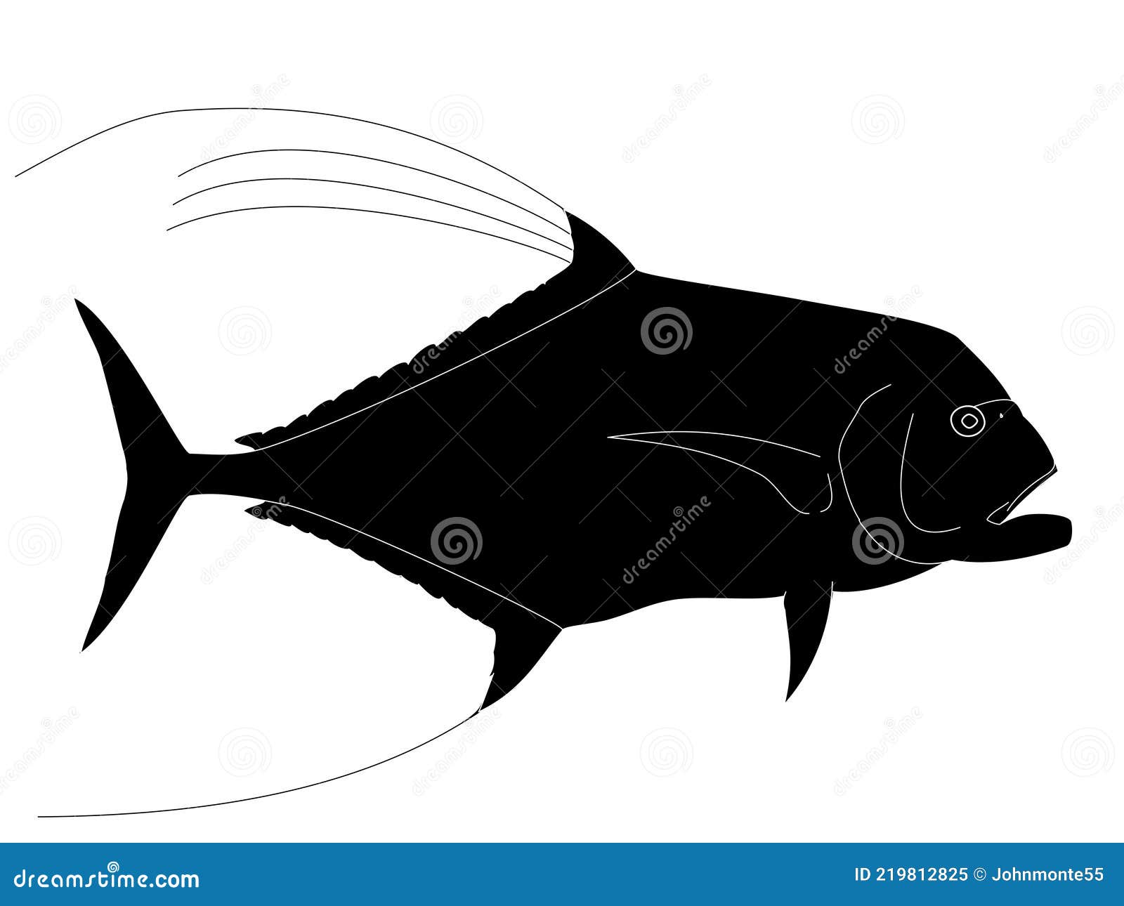 An Outline Silhouette of an African Pompano Fish Stock Vector ...