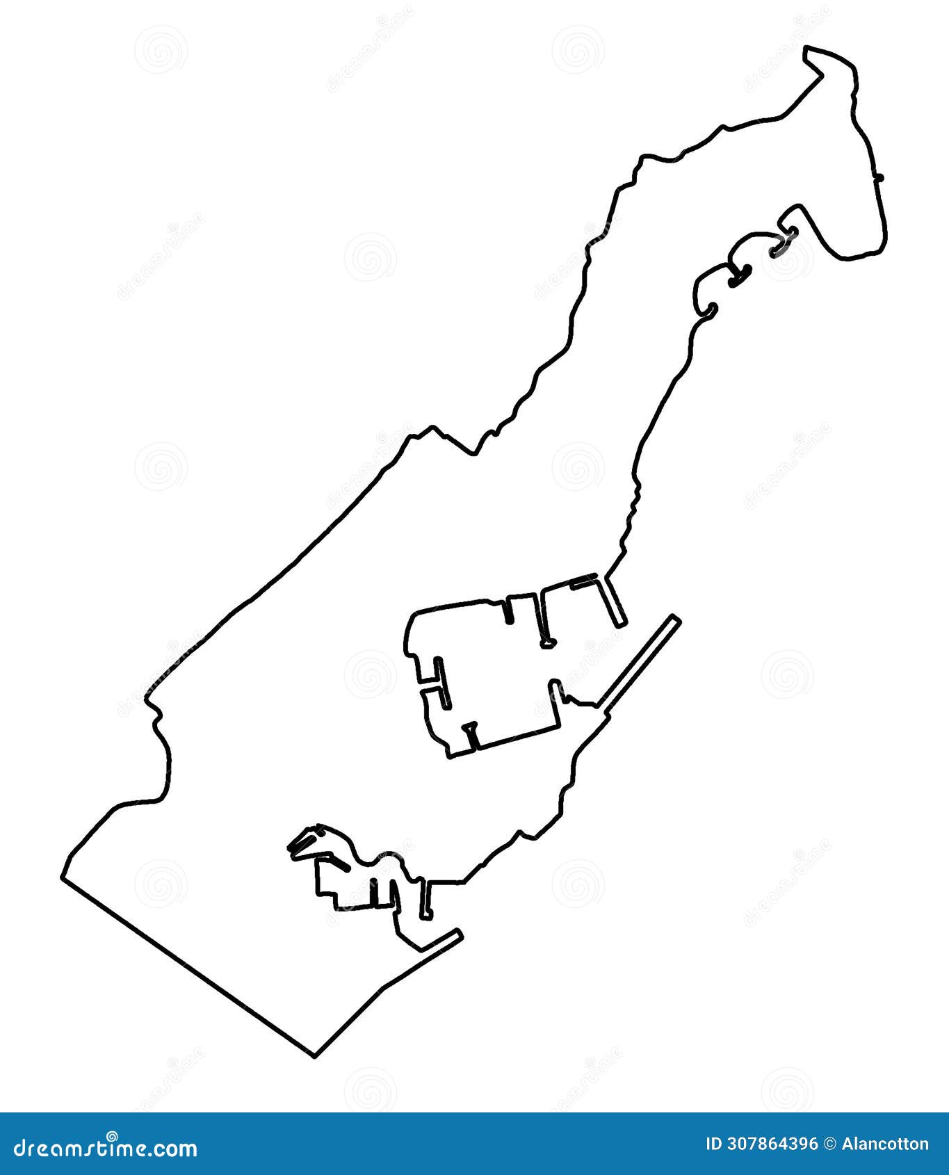 Monaco Outline Map stock vector. Illustration of isolated - 307864396