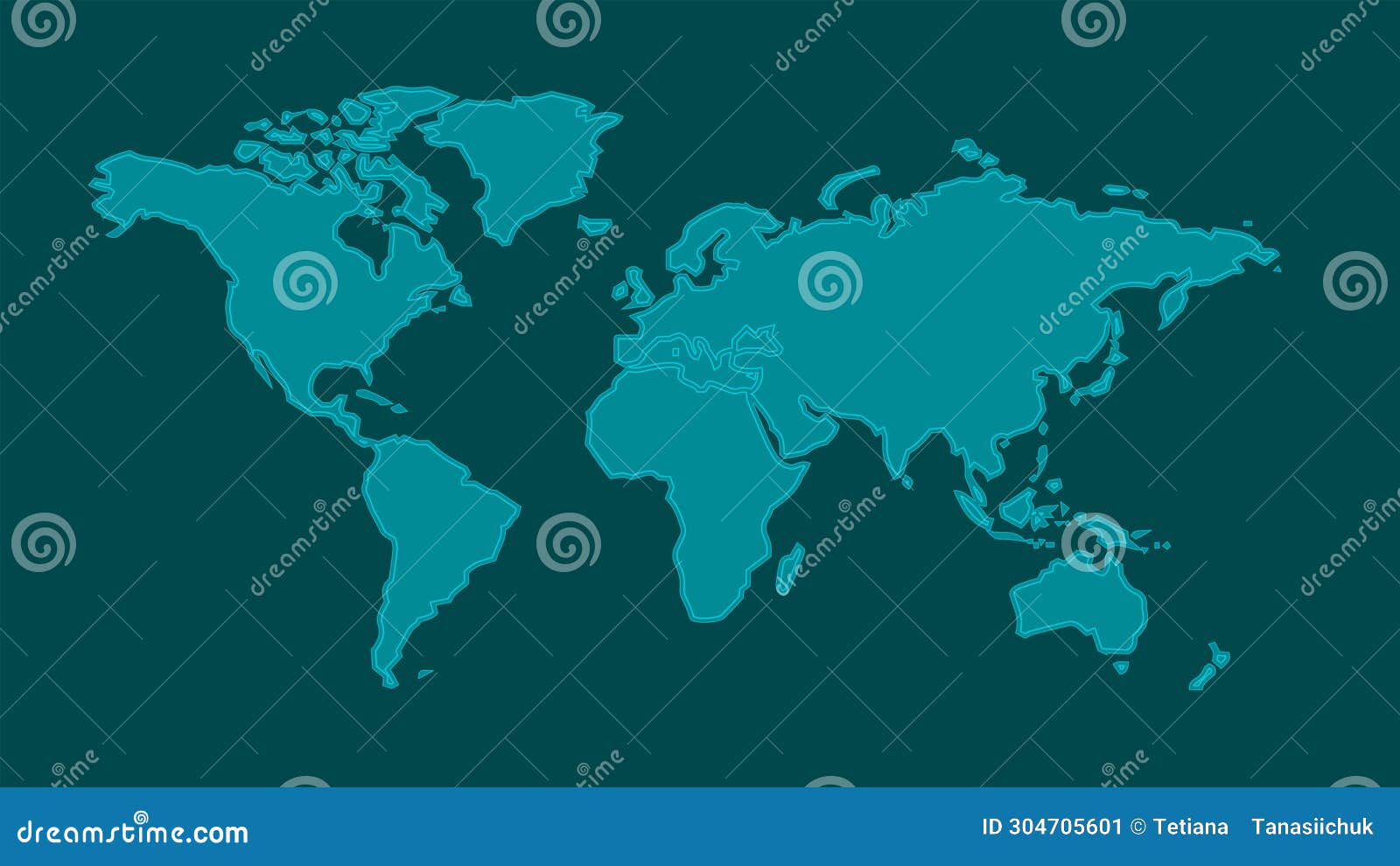 Outline Silhouette of a World Map. Pacific Ocean, Geographic Map, World ...