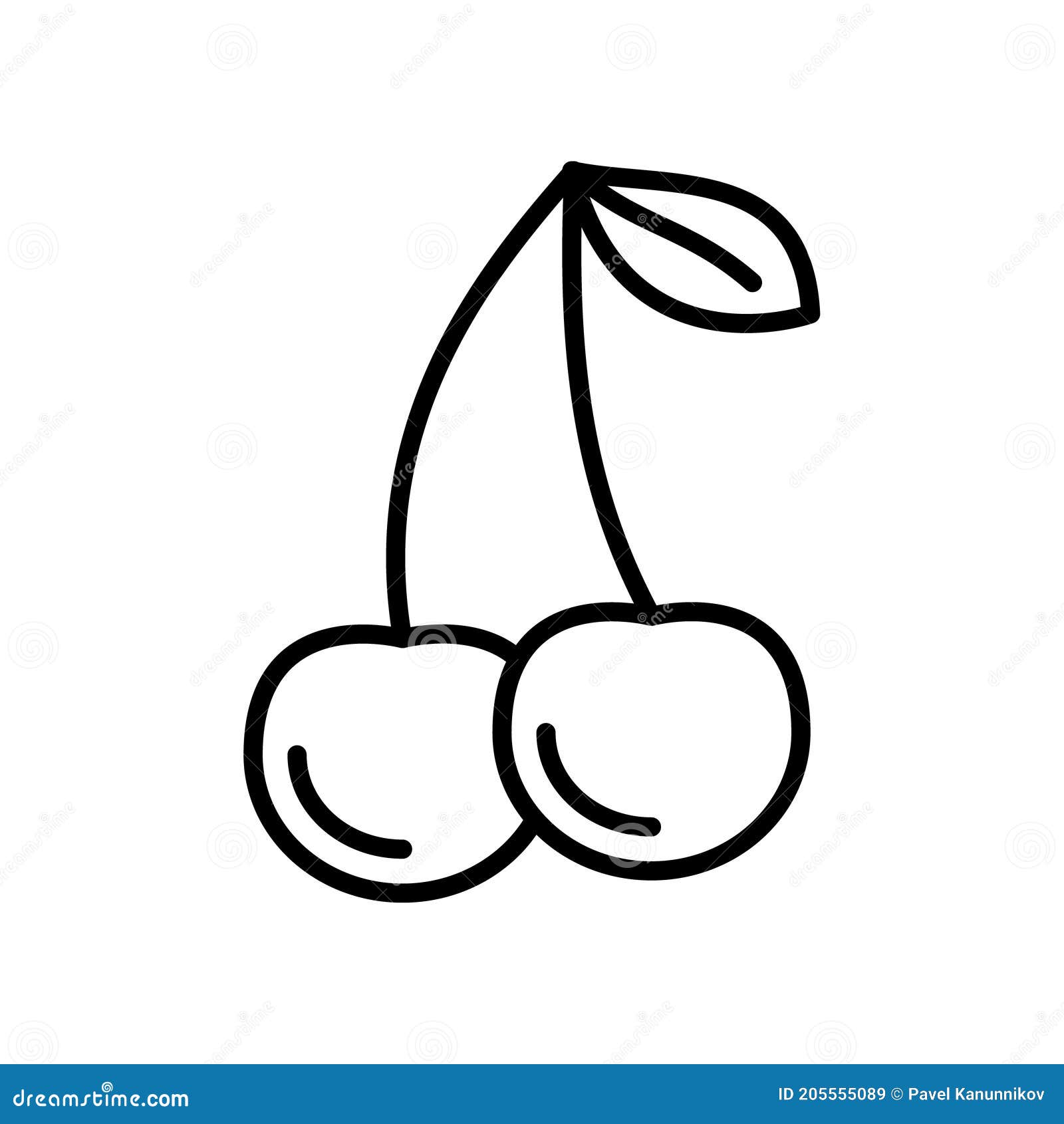 Outline, Simple Vector Cherry Icon Isolated on White Background Stock ...