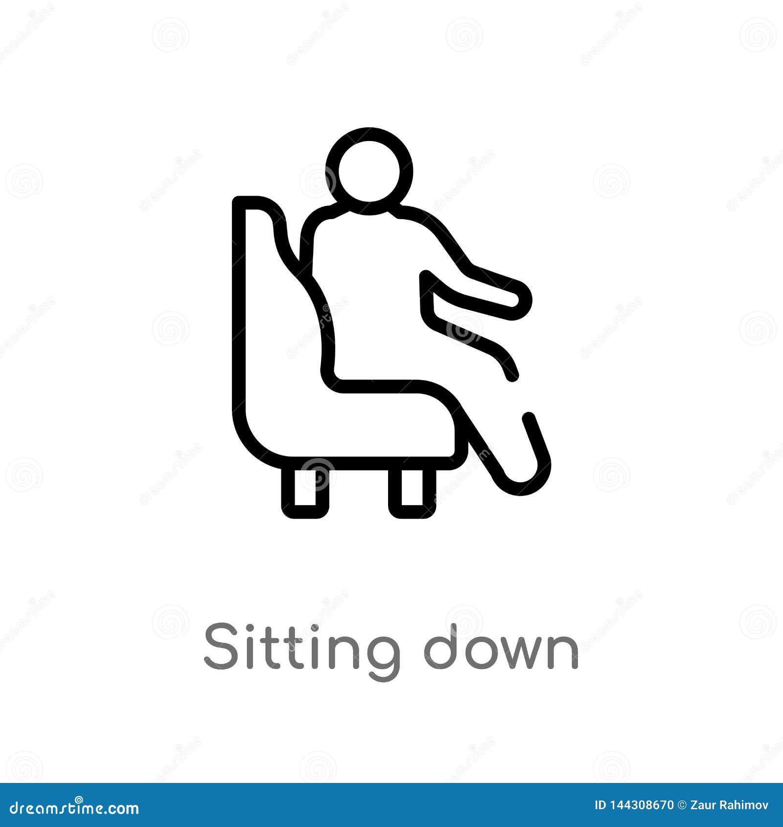 Outline Sitting Down Vector Icon. Isolated Black Simple Line Element ...