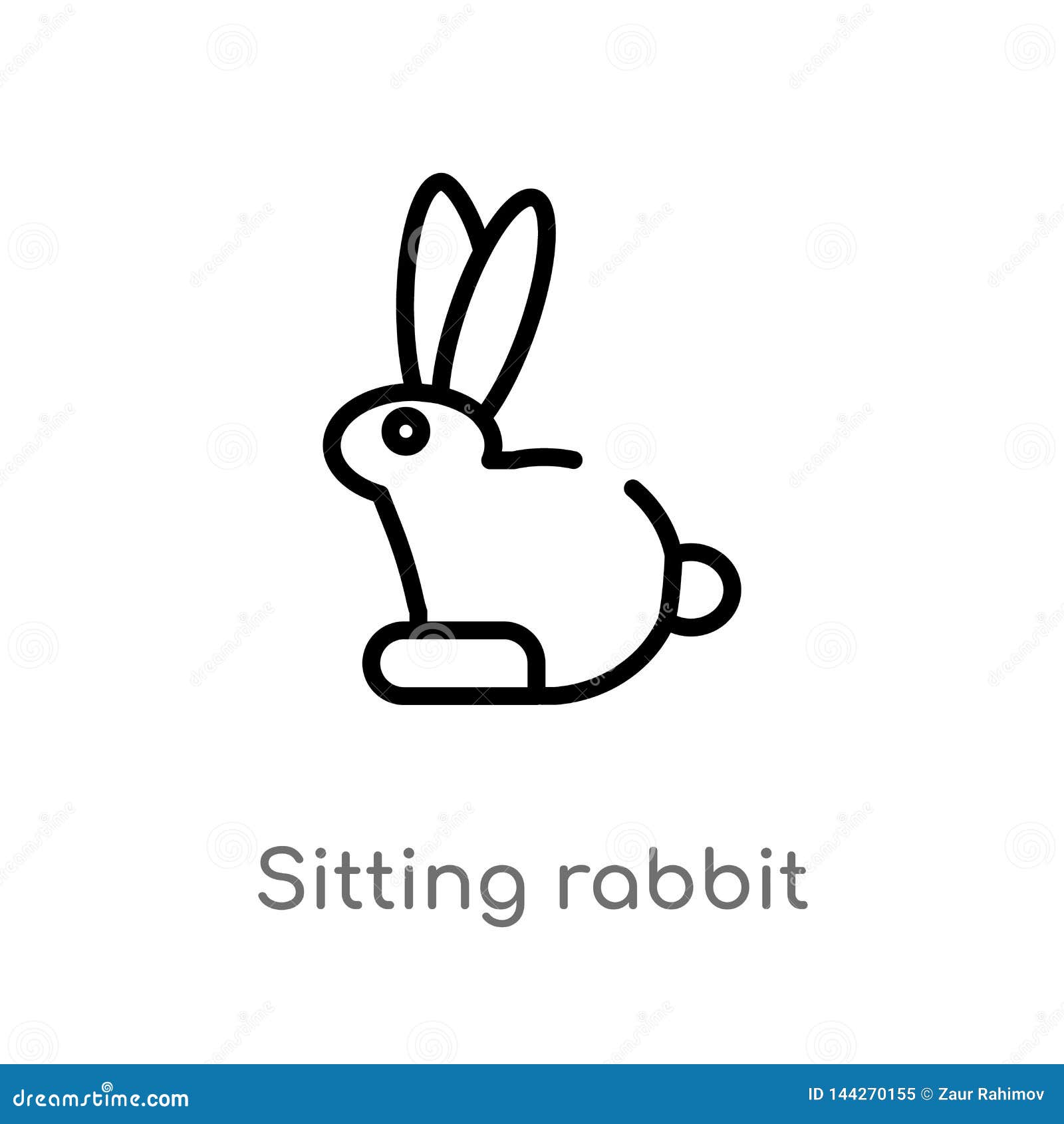 Outline Sitting Rabbit Vector Icon. Isolated Black Simple Line Element ...