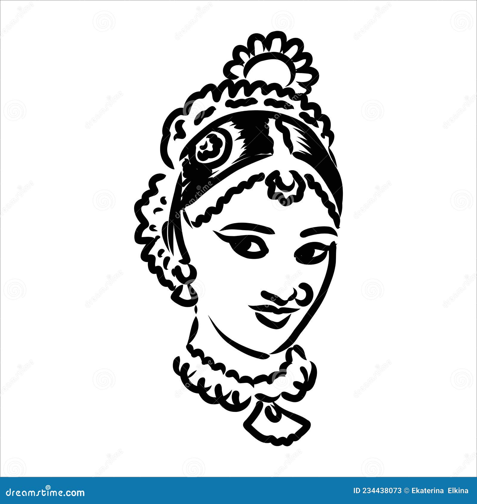Outline Sketch of Indian Woman Dancer Dancing Stock Vector ...