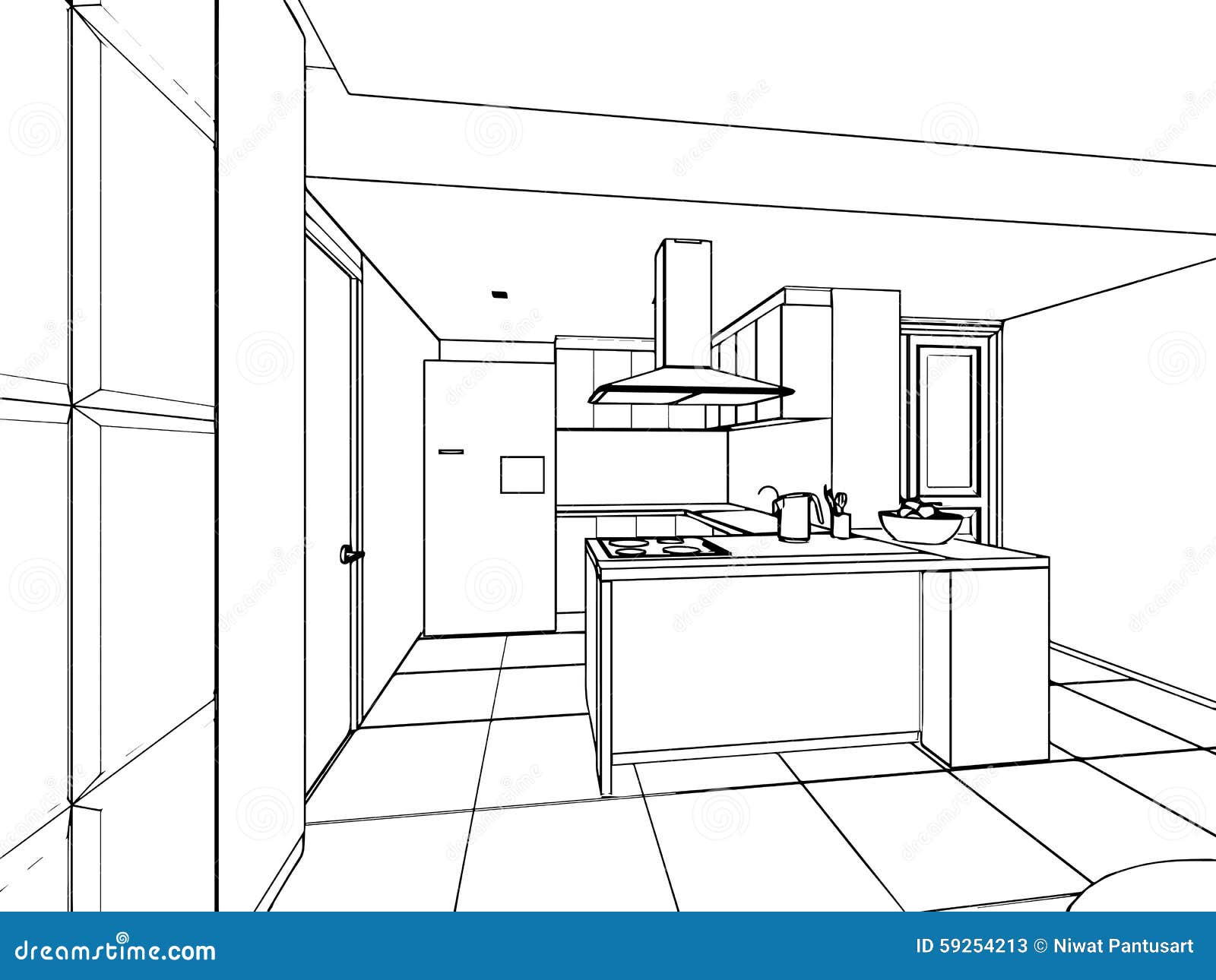 Outline Sketch of a Interior Stock Vector - Illustration of structure ...