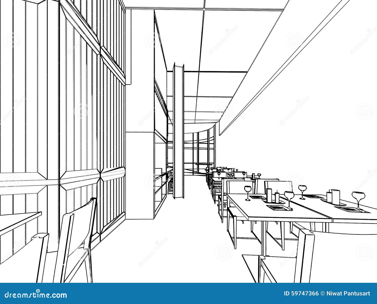 Outline Sketch of a Interior Stock Vector - Illustration of structure ...