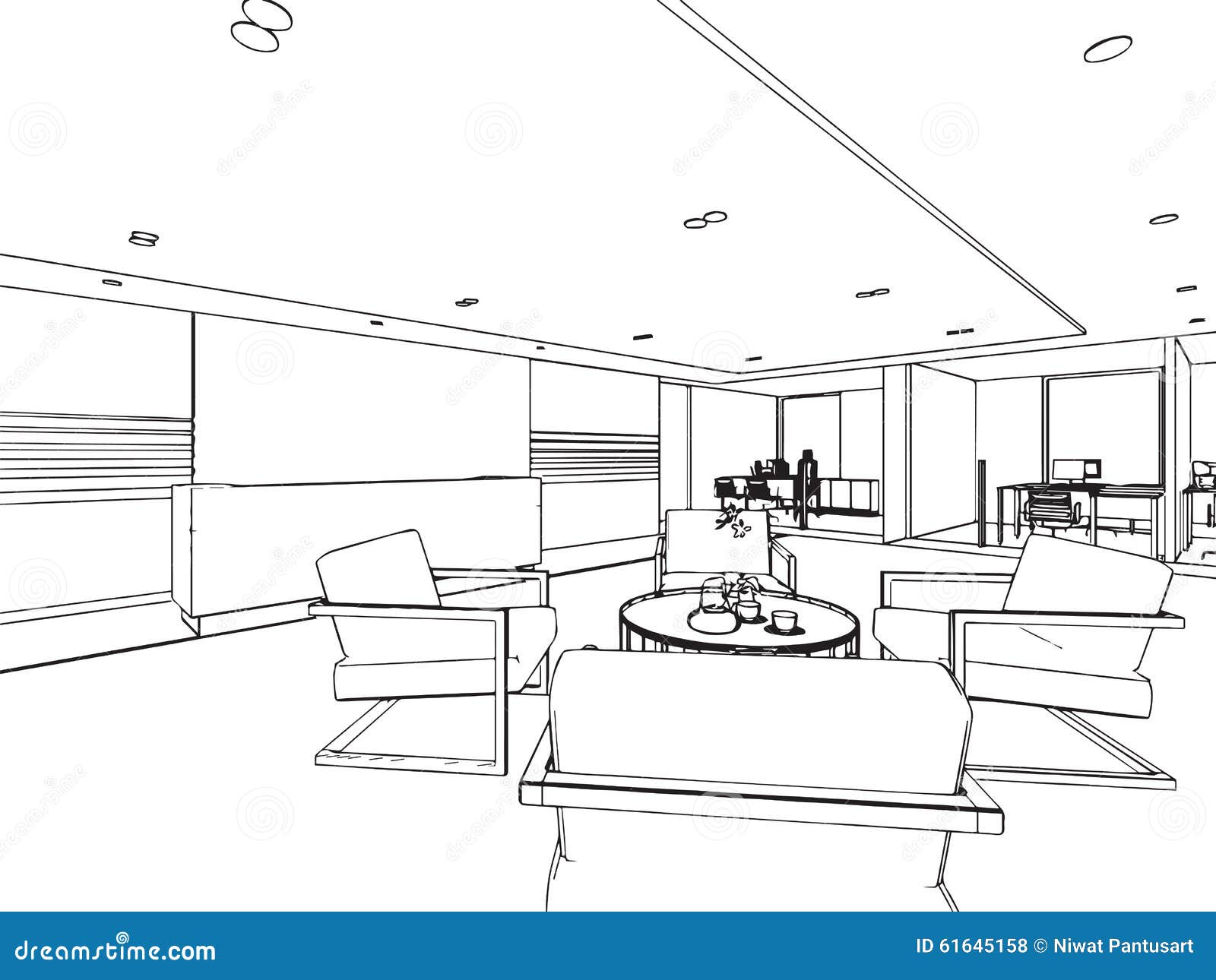 Outline Sketch of a Interior Stock Vector - Illustration of design ...