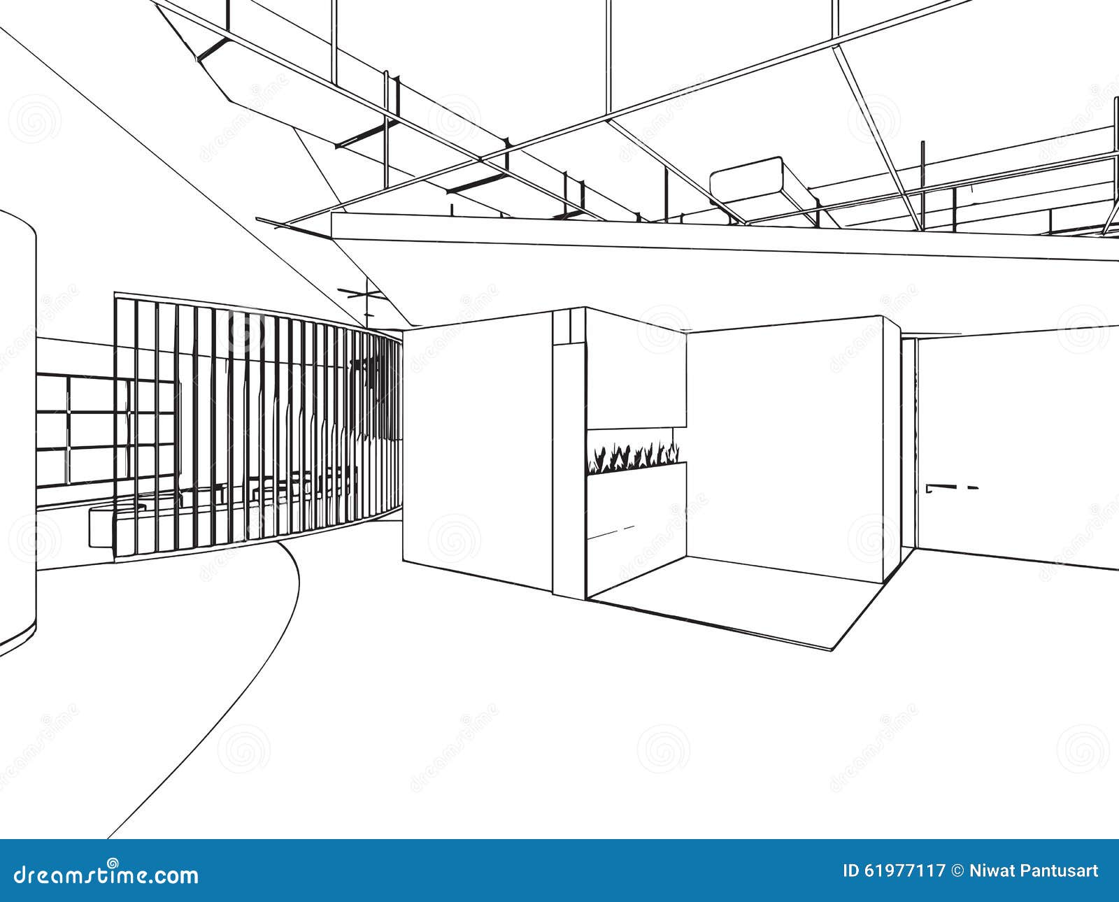 Outline Sketch of a Interior Stock Vector - Illustration of isolated ...