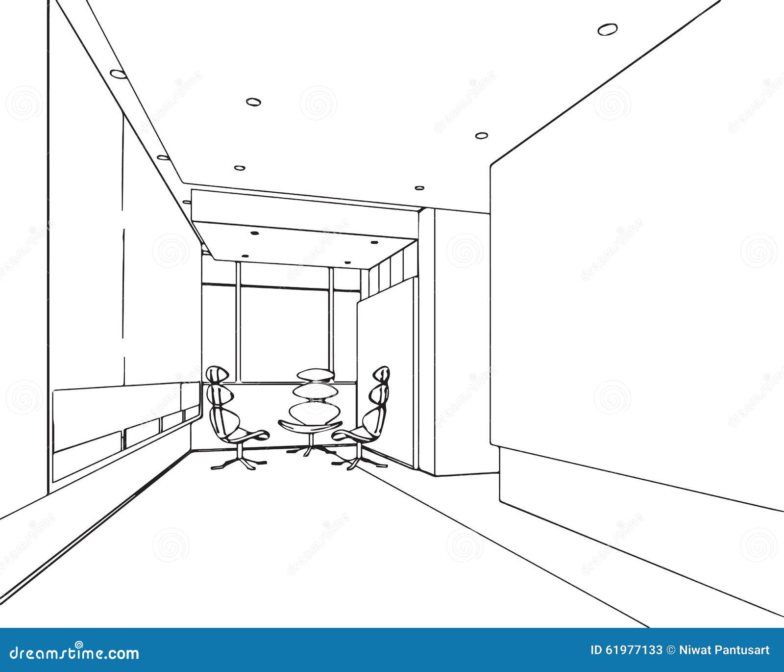 Outline Sketch of a Interior Stock Vector - Illustration of plan ...
