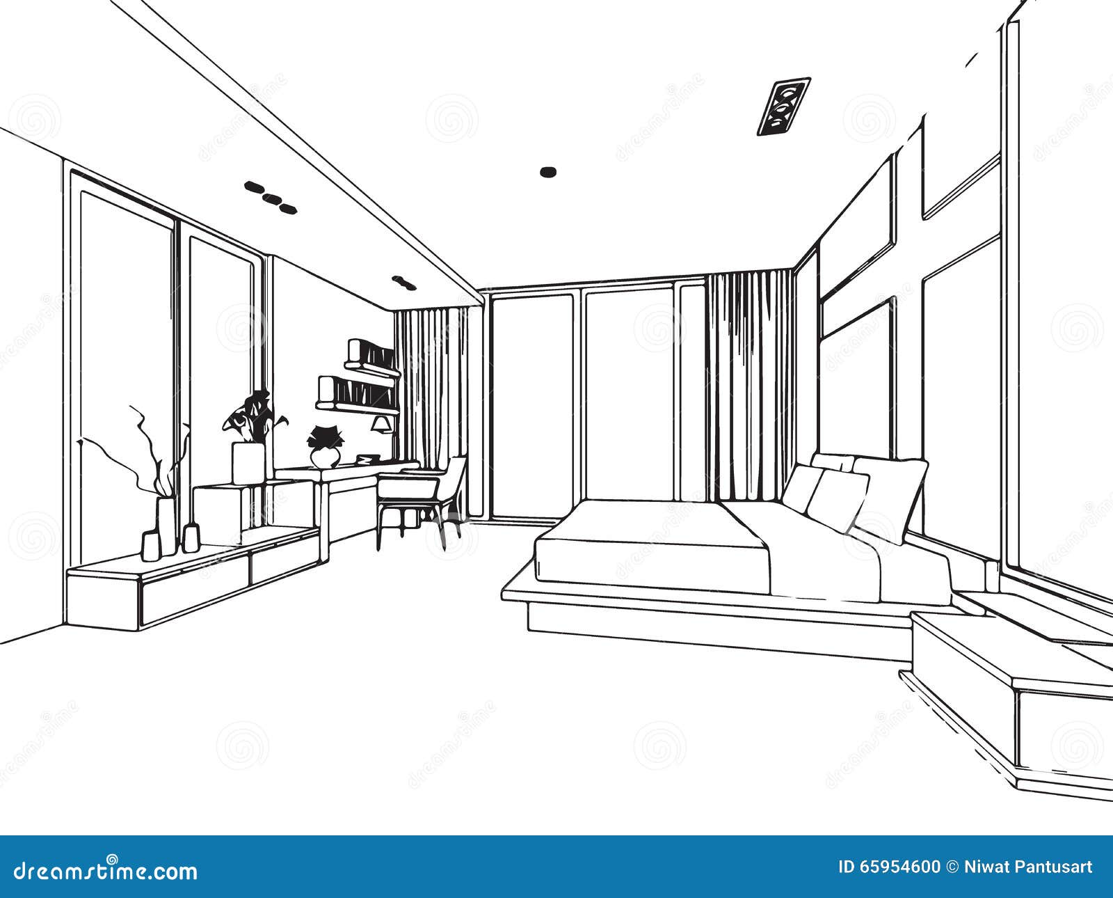 Outline Sketch of a Interior Stock Vector - Illustration of project ...