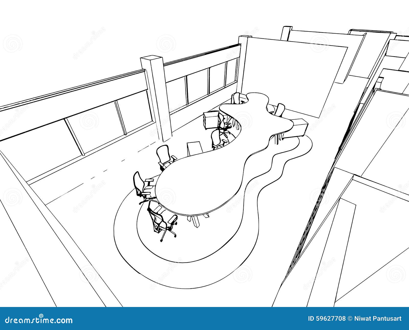 Outline Sketch of a Interior Stock Vector - Illustration of ...