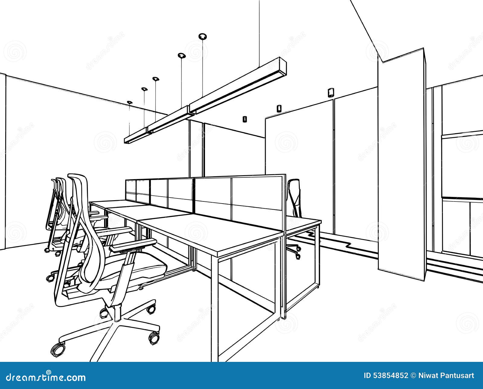 Outline Sketch of a Interior Stock Illustration - Illustration of space ...