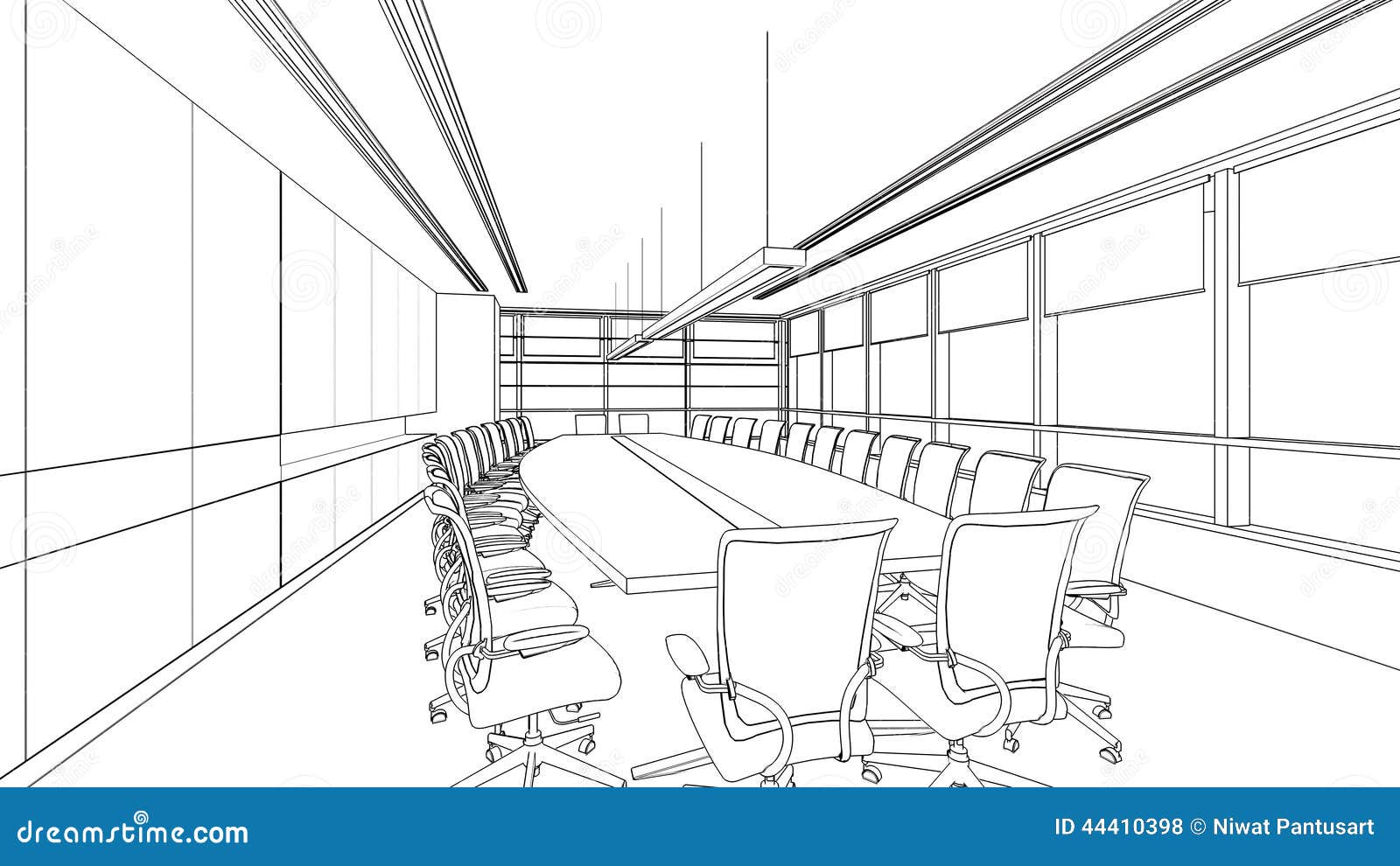 Outline Sketch of a Interior Meeting Room Stock Illustration ...