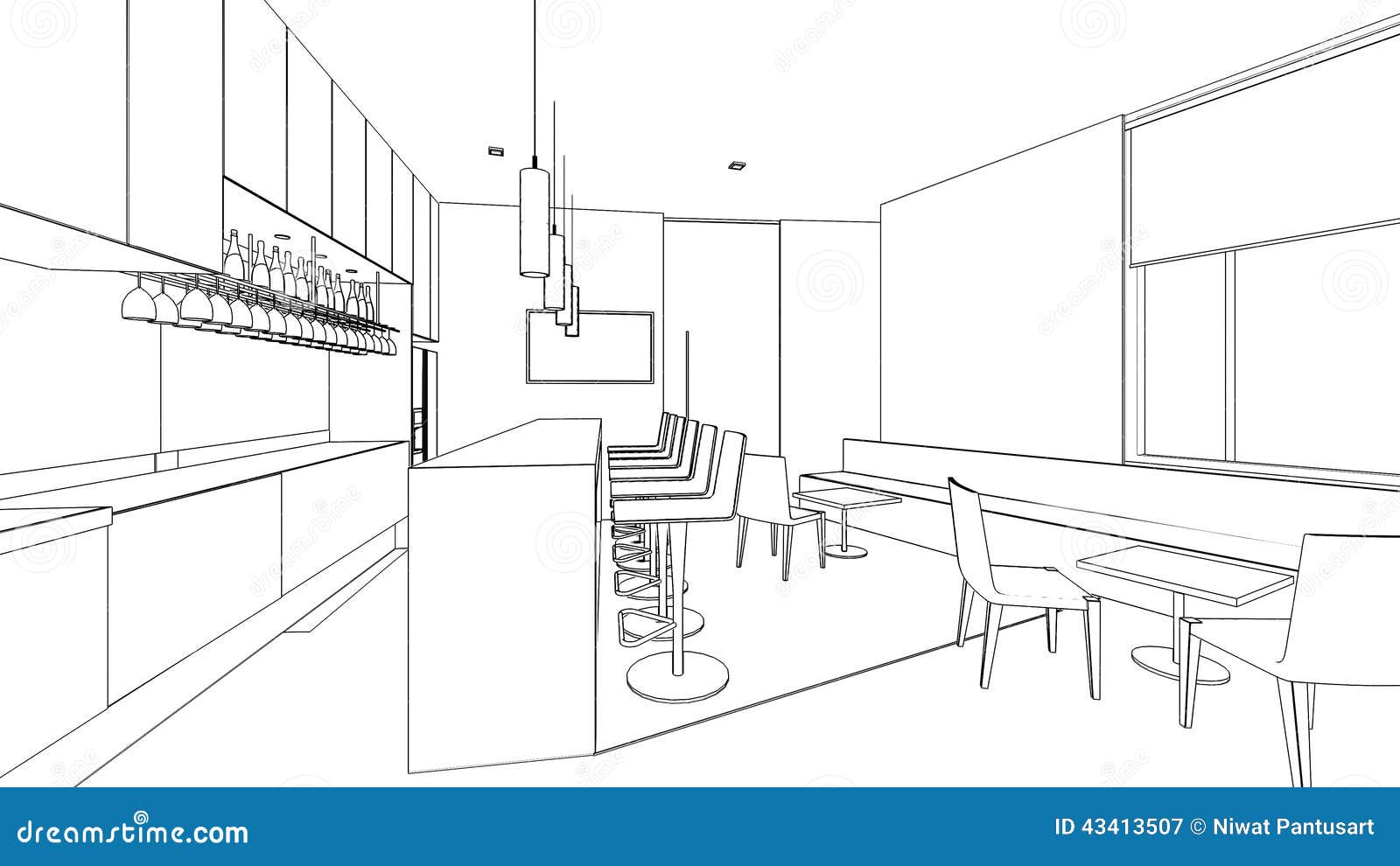 Outline Sketch of a Interior Pantry Area Stock Illustration ...