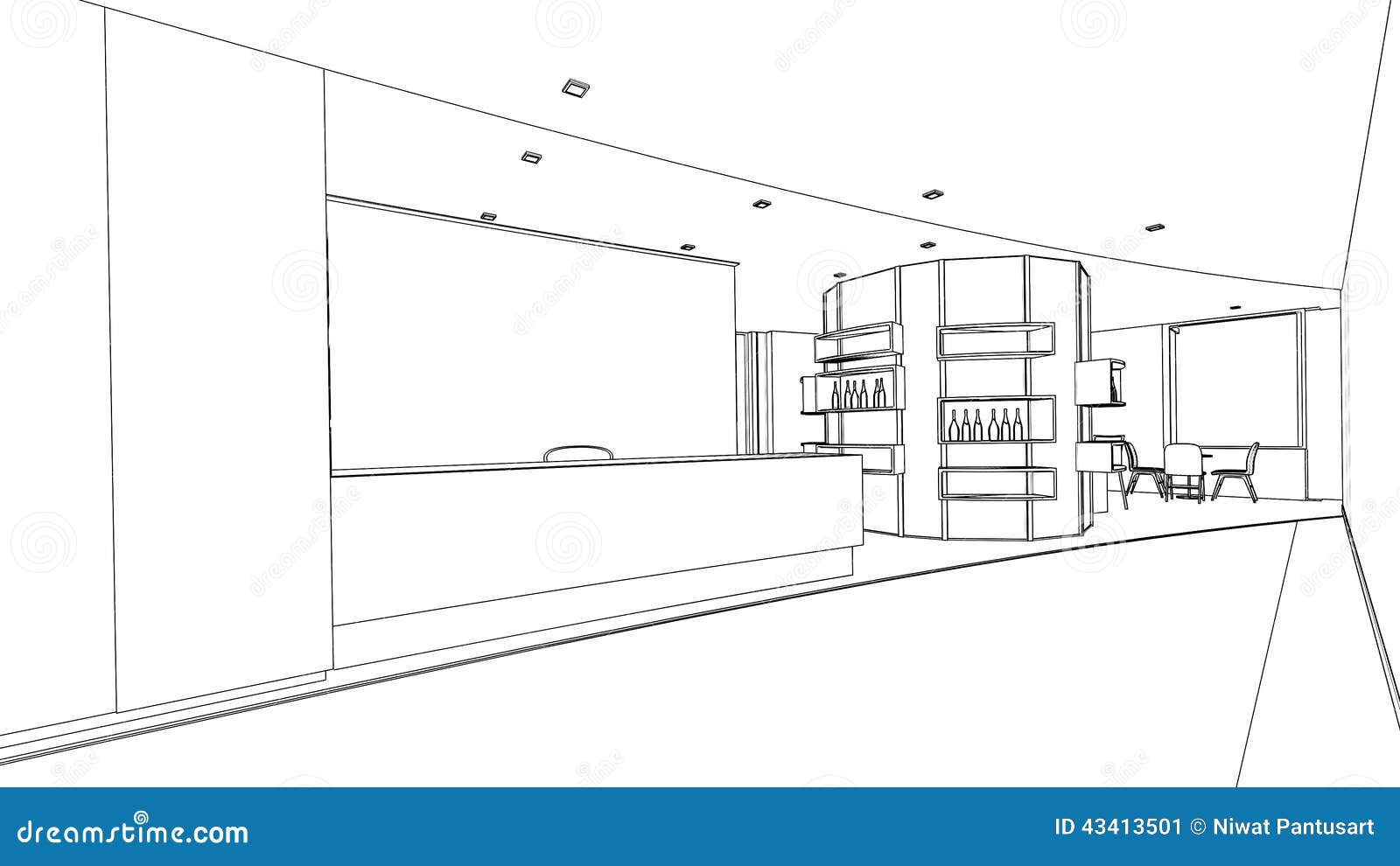 Outline Sketch of a Interior Reception Area Stock Illustration ...