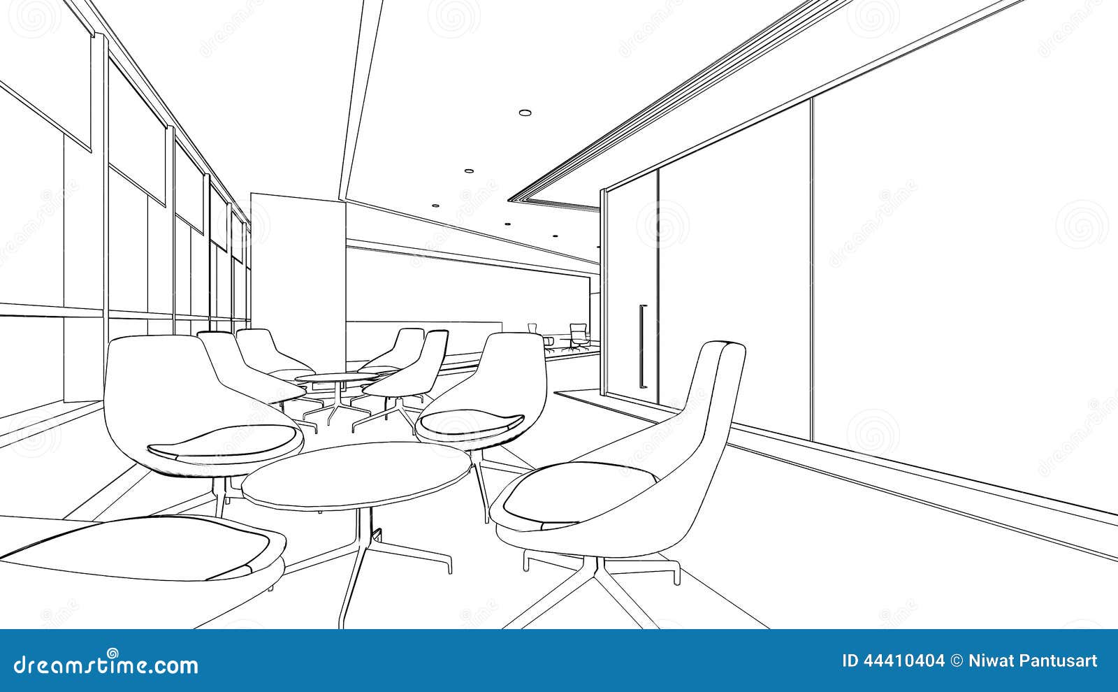 Outline Sketch of a Interior Reception Area Stock Illustration ...