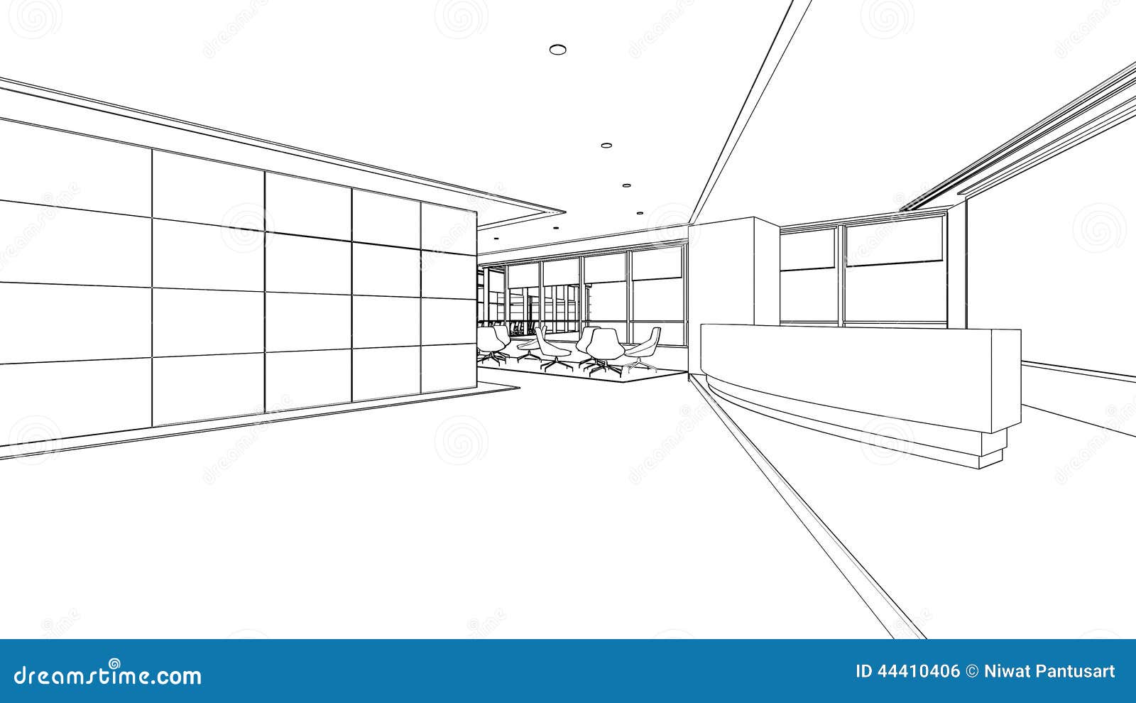 Outline Sketch of a Interior Reception Area Stock Illustration ...