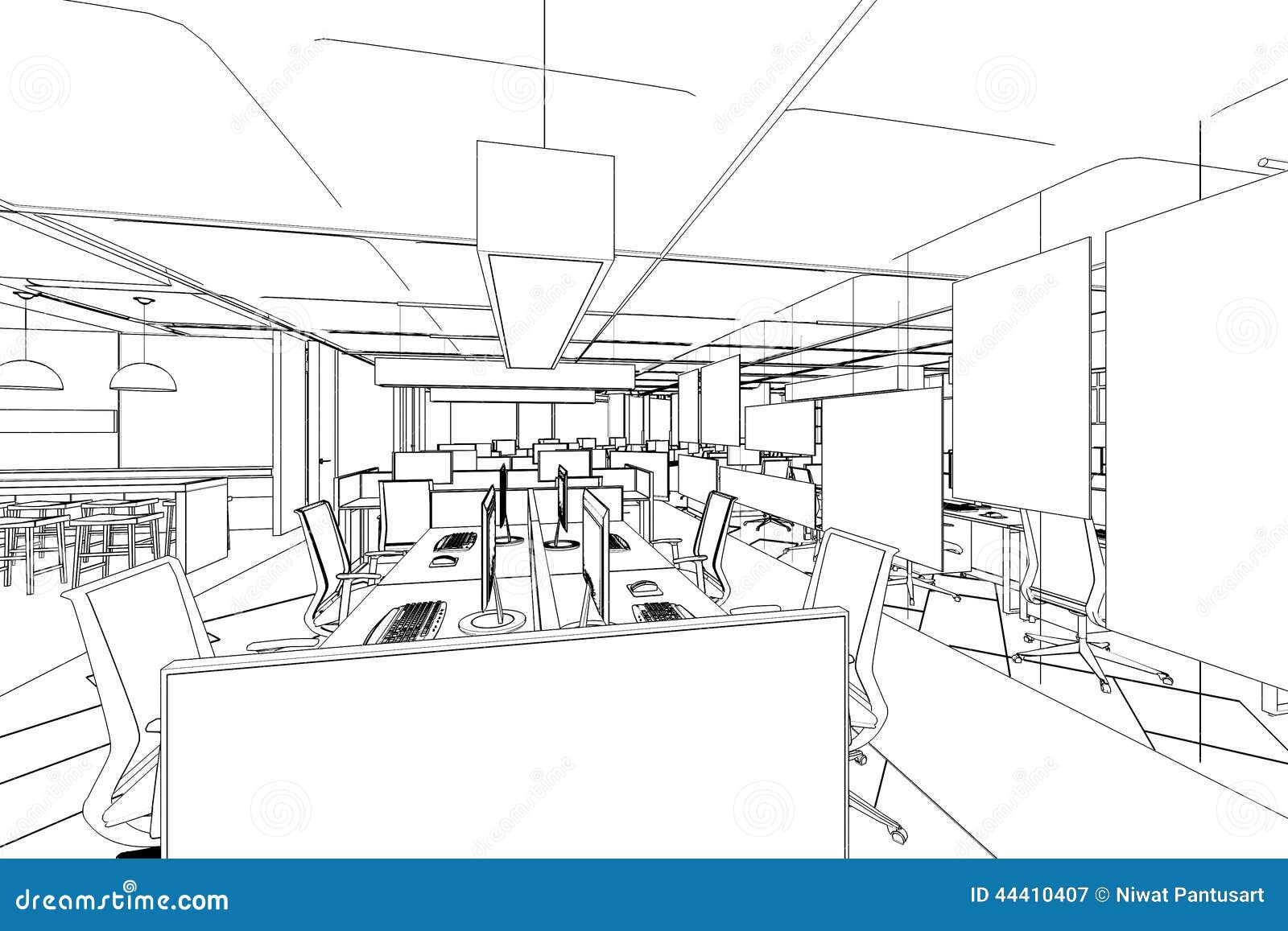 Outline Sketch of a Interior Work Area Stock Illustration ...