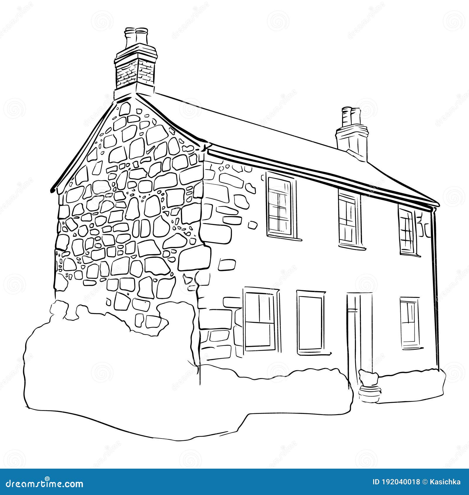 Outline Sketch of Old Building Stock Vector - Illustration of ...