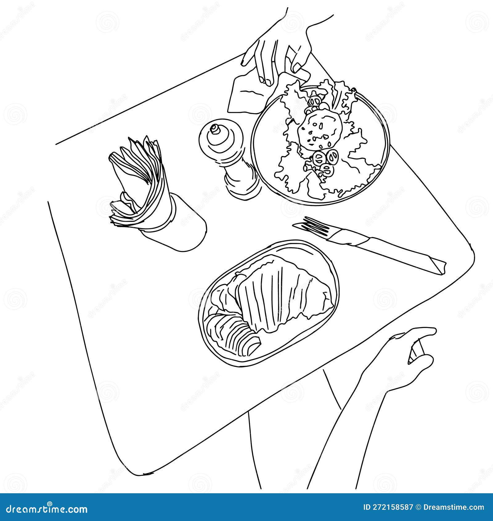 Table with Breakfast for Two People Stock Illustration - Illustration ...