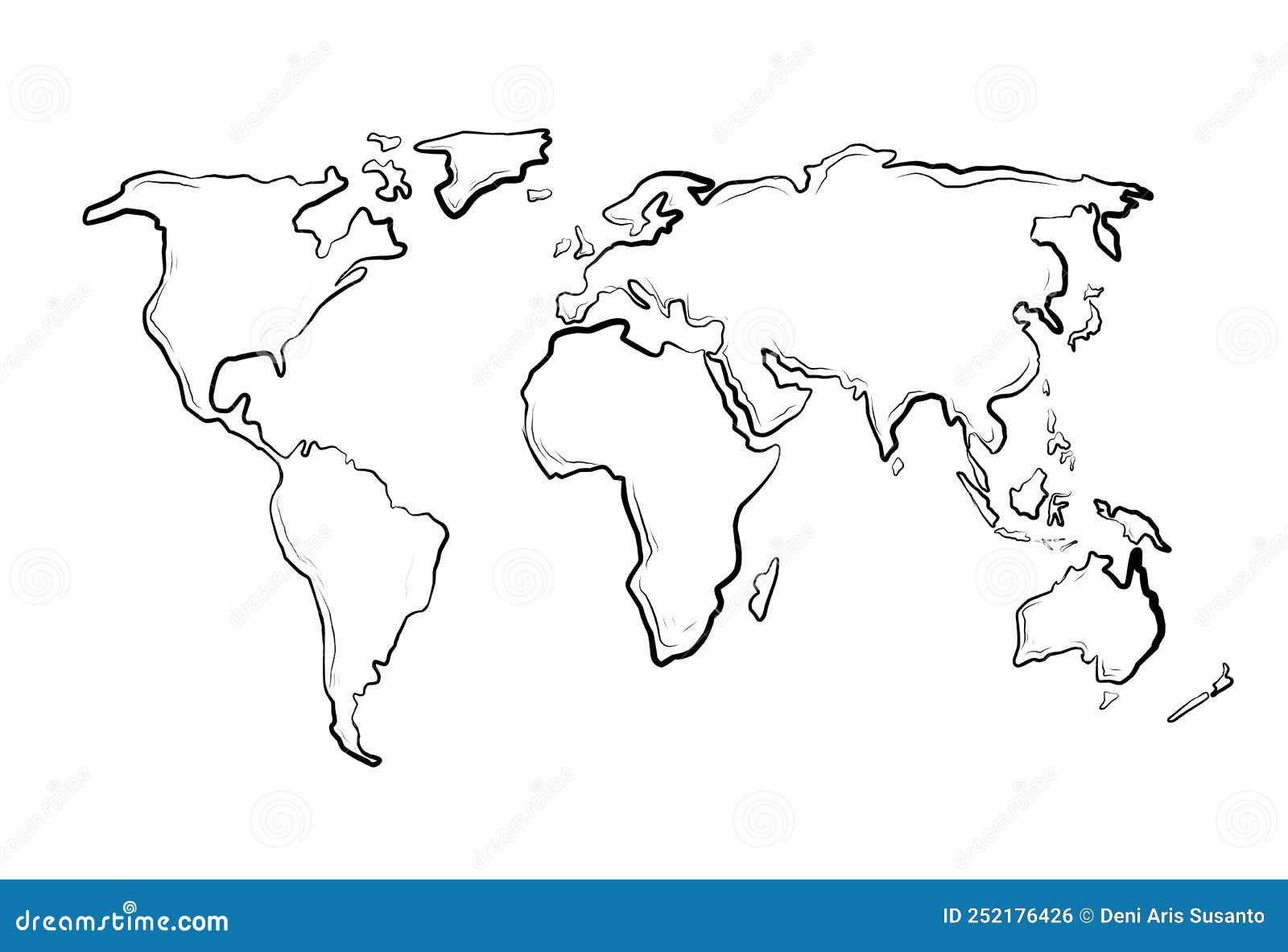 Rough Outline Sketch of a World Map Stock Illustration - Illustration of world, font: 252176426